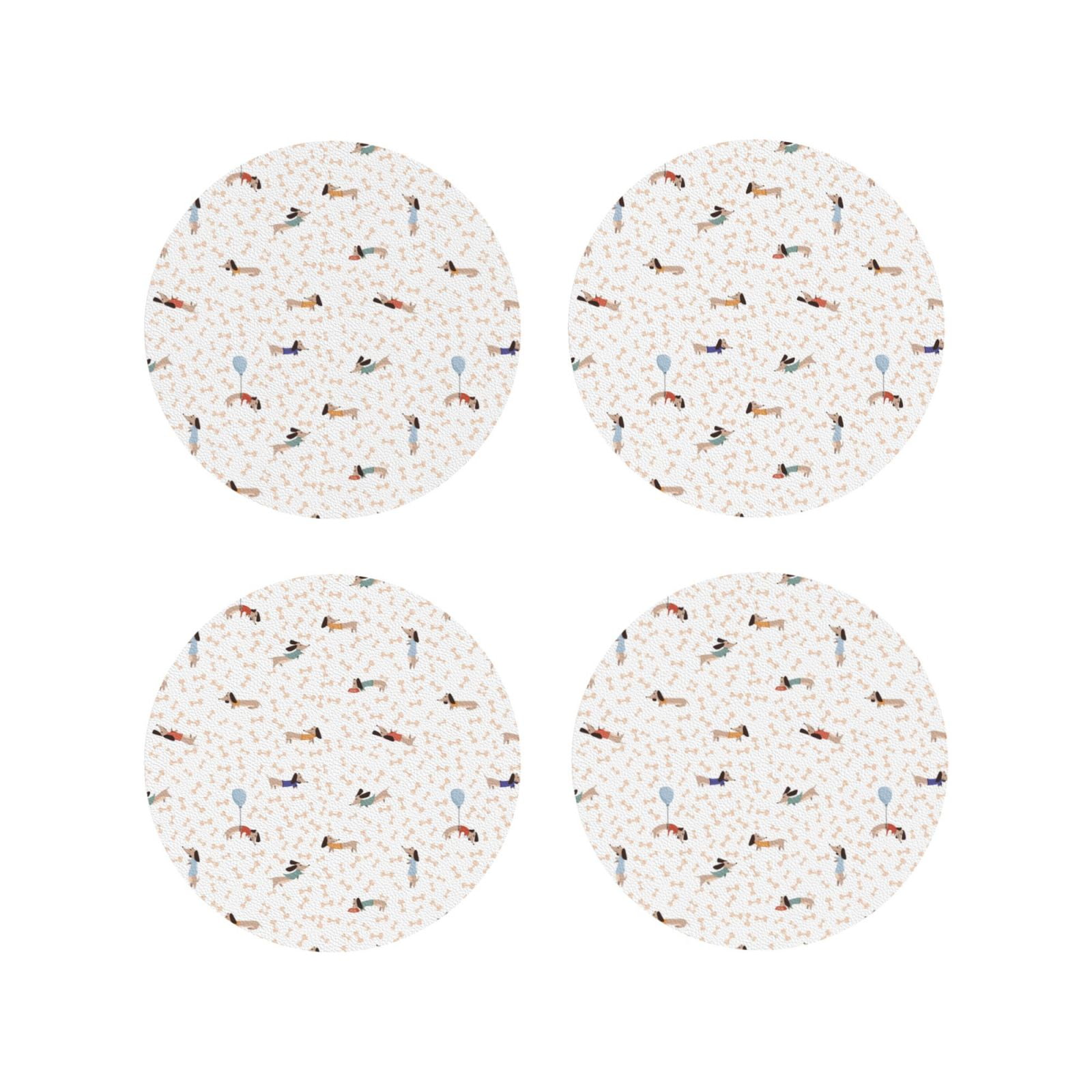 Drink Coasters, Dachshund Dog Puppy Bone -PVC Leather Coasters Sets of ...