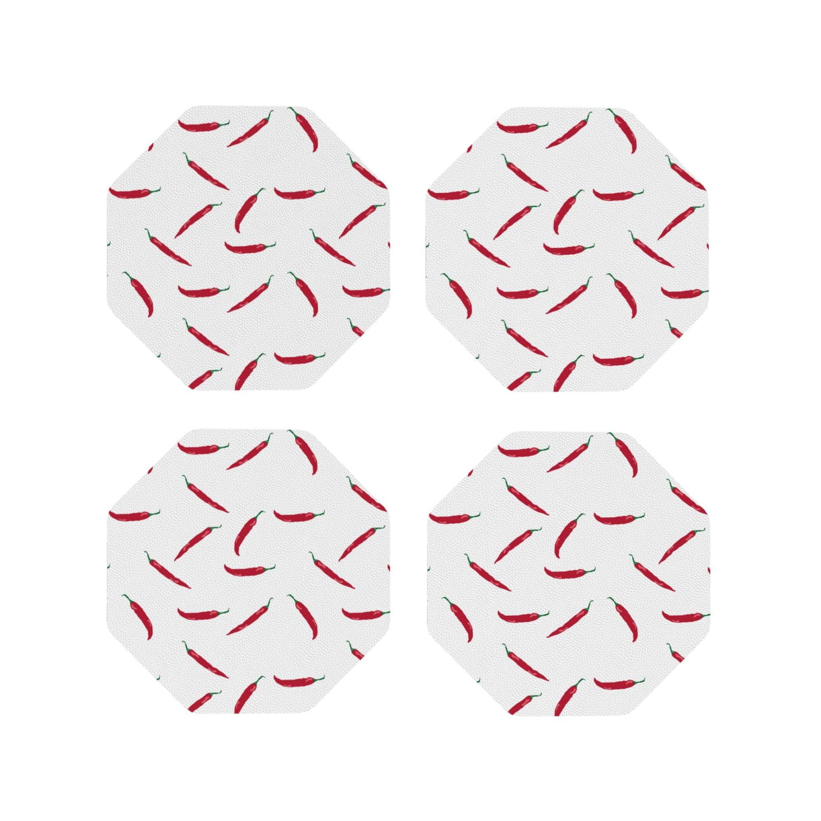 Drink Coasters, Dried chili pepper -PVC Leather Coasters Sets of 4 for ...