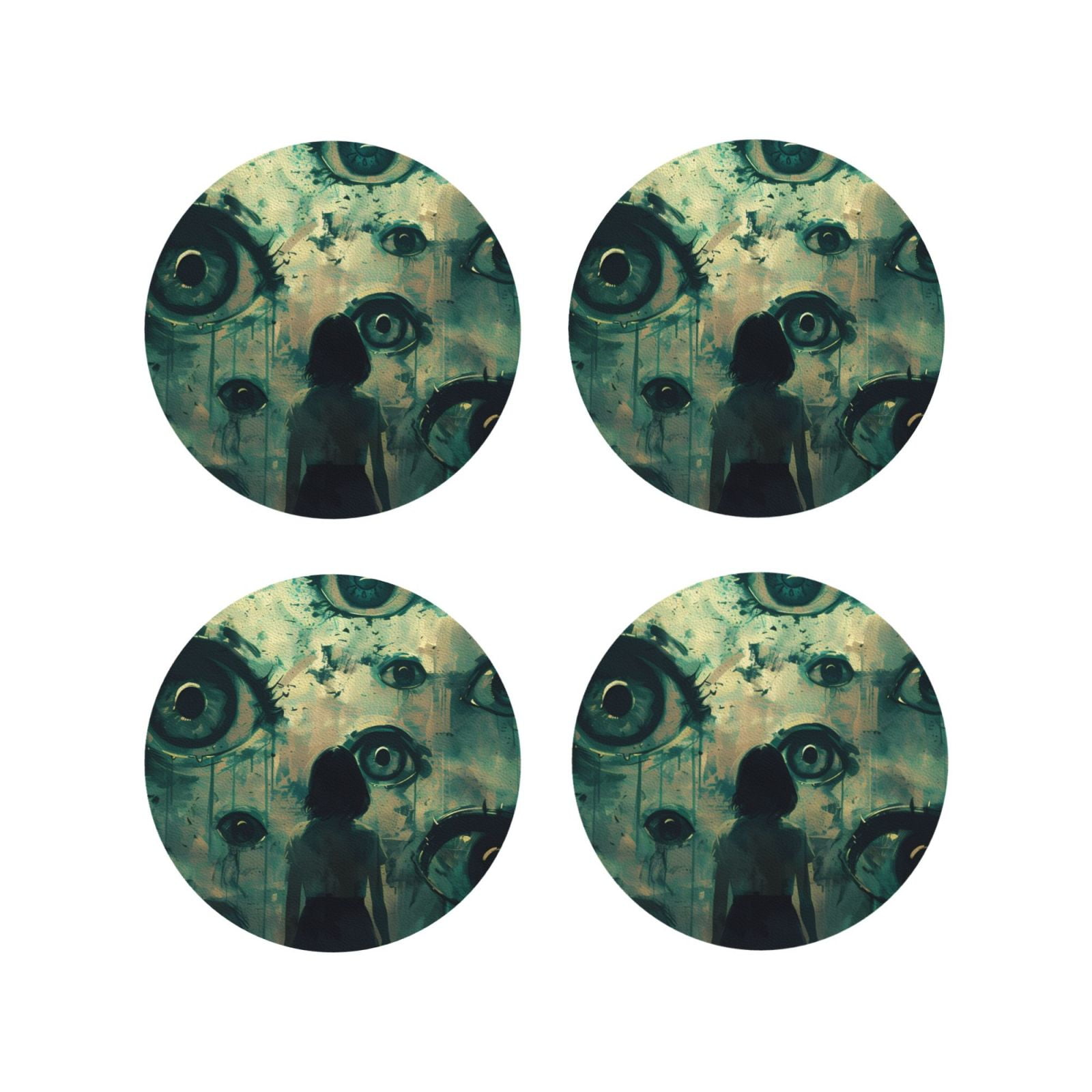 Drink Coasters, Eyes Watching In The Dark -PVC Leather Coasters Sets of ...