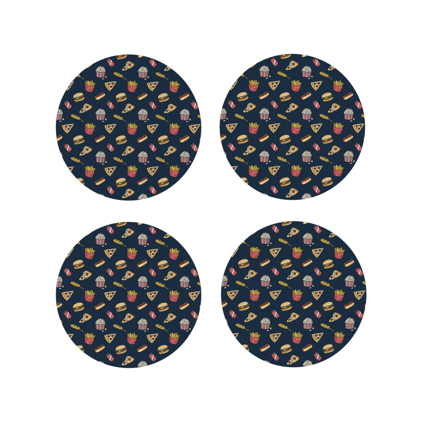 Drink Coasters, Fast food -PVC Leather Coasters Sets of 4 for Tabletop ...