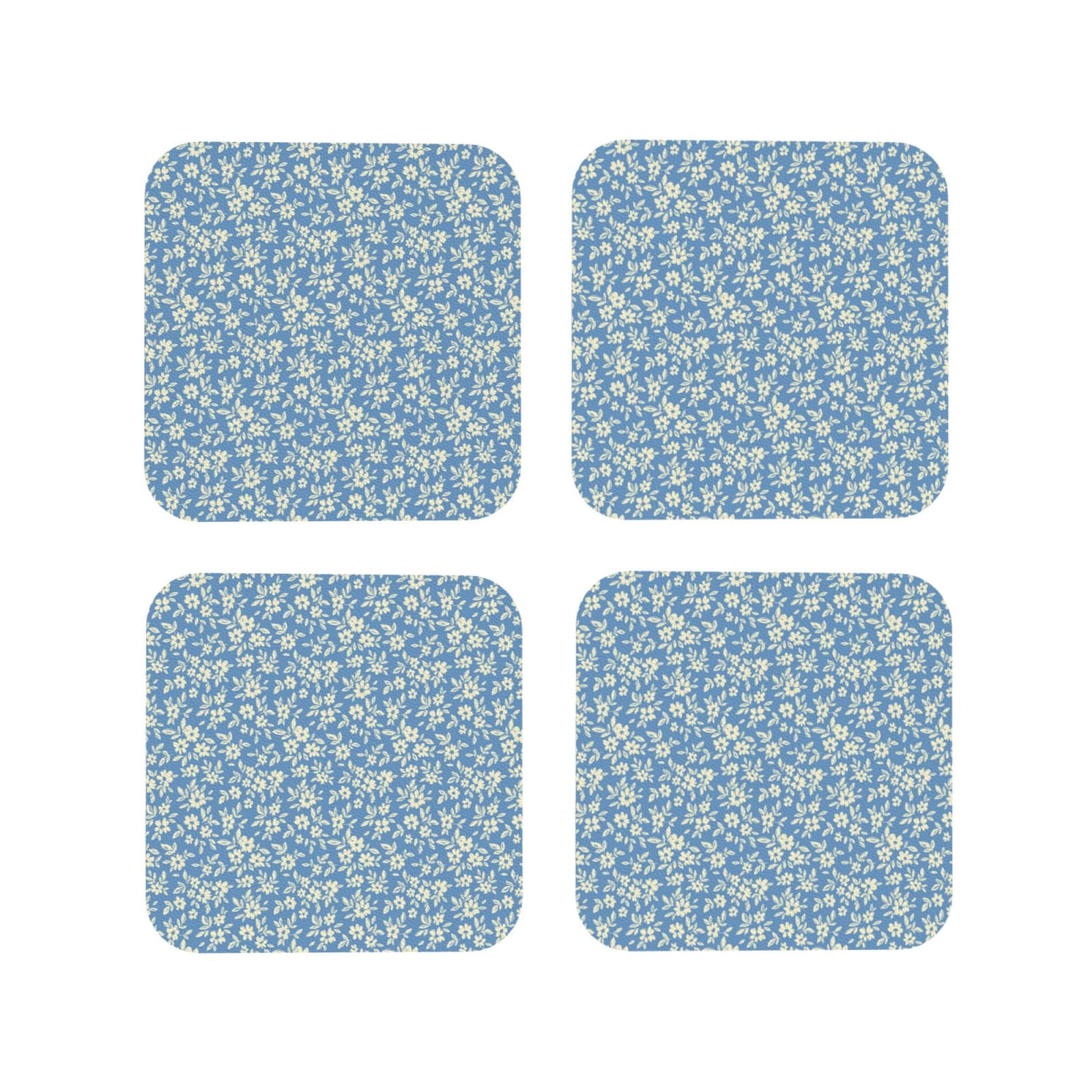 Drink Coasters, Floral retro style A -PVC Leather Coasters Sets of 4 ...