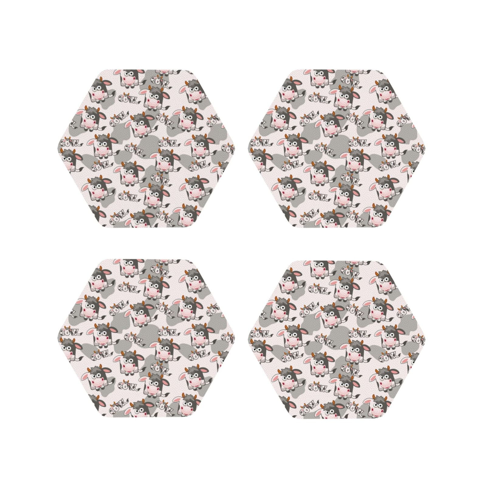 Drink Coasters, Funny Cute Cartoon Milk Cow_A -PVC Leather Coasters ...