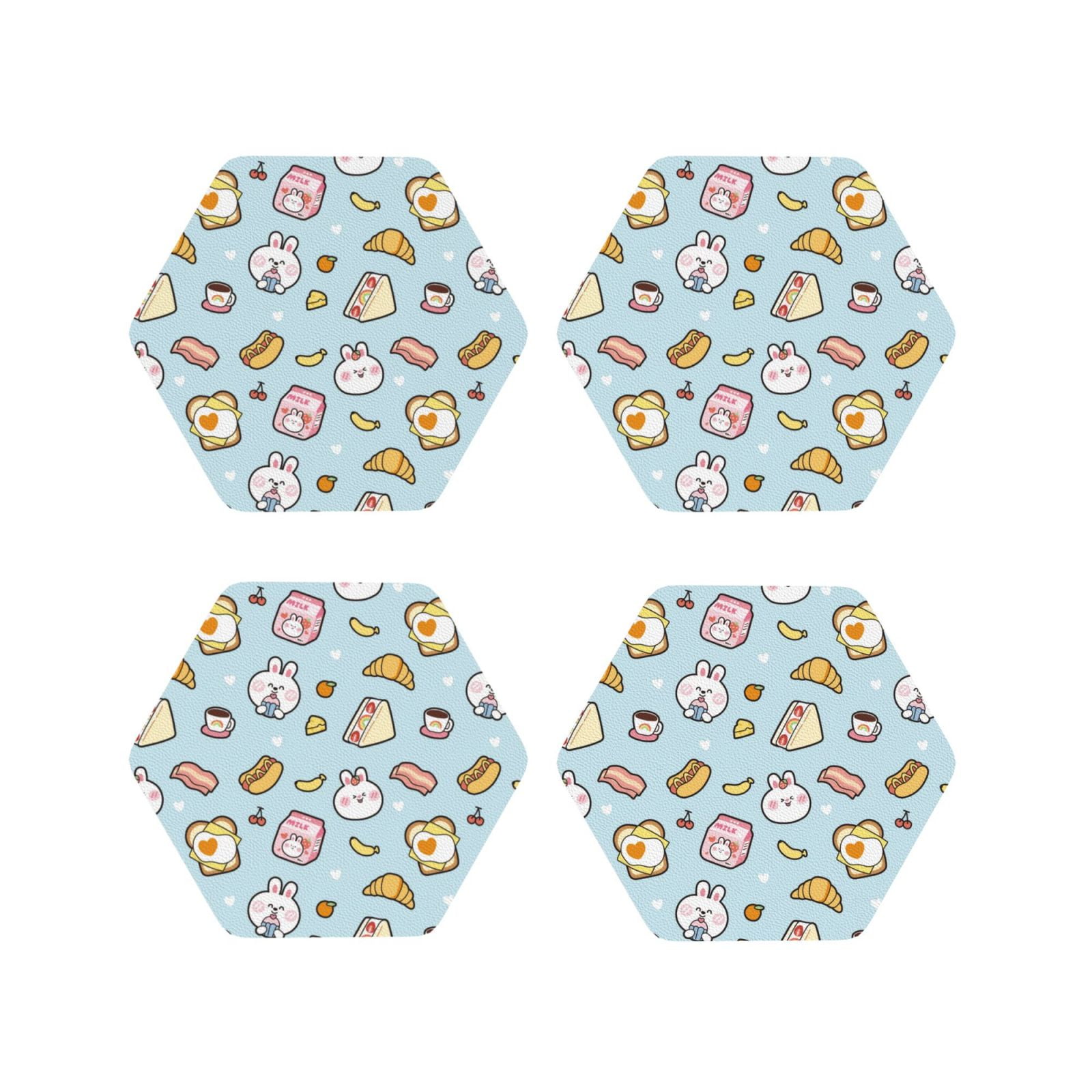 Drink Coasters, Funny Cute Rabbit Milk Sandwich -PVC Leather Coasters ...