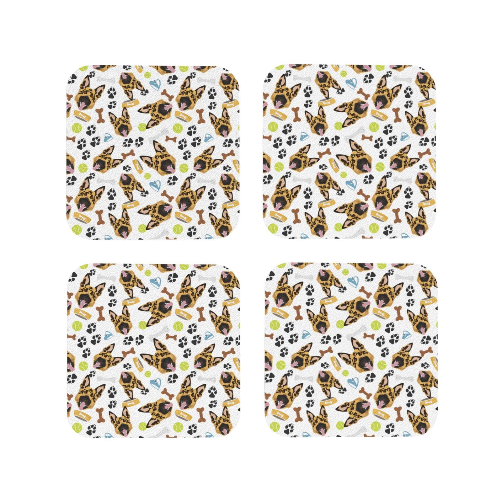 Drink Coasters, German Shepherd Dog Squash -PVC Leather Coasters Sets ...