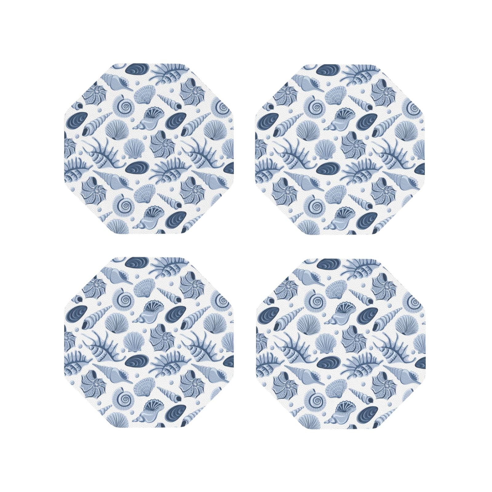 Drink Coasters, Gray Conch Shell -PVC Leather Coasters Sets of 4 for ...