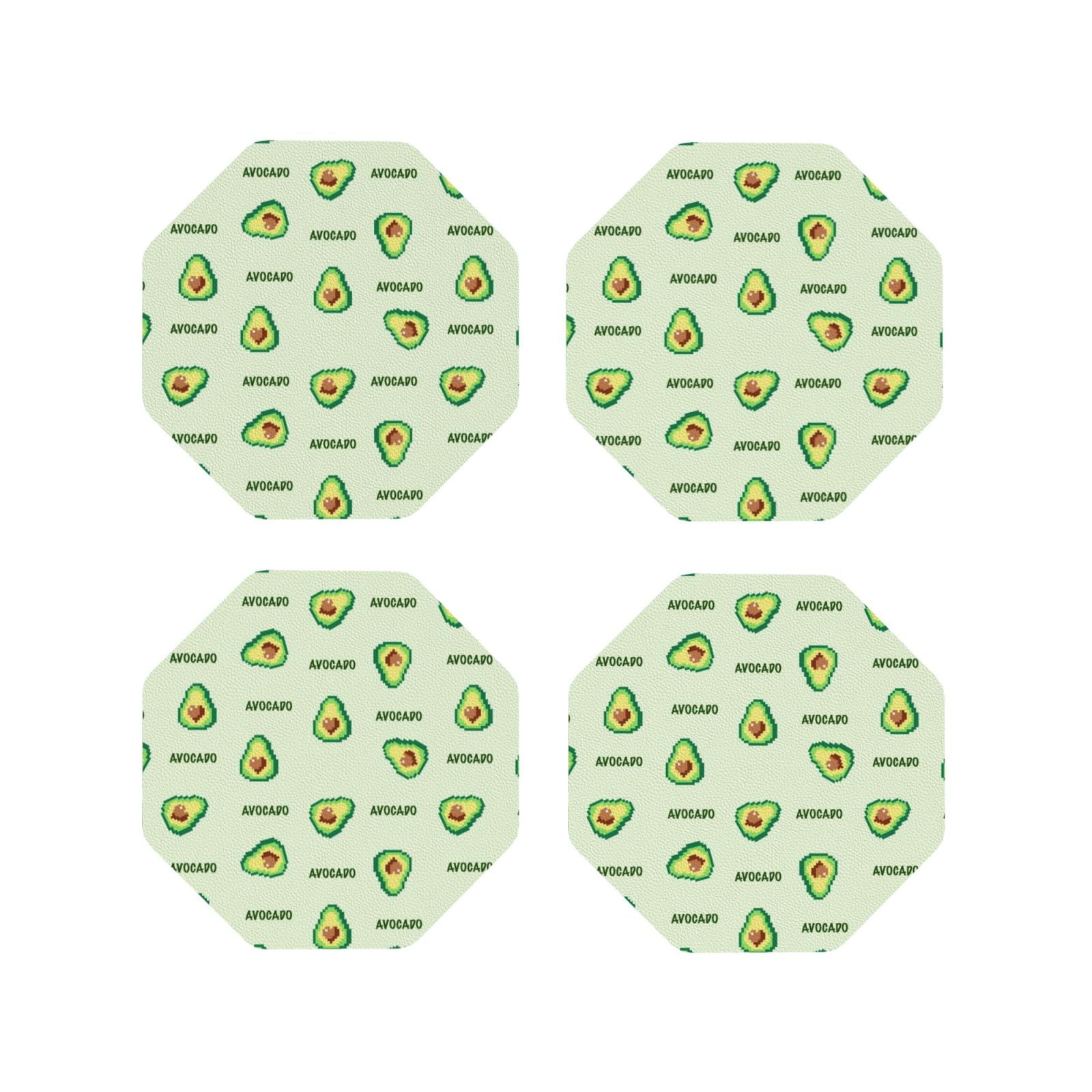 Drink Coasters, Green Avocado -PVC Leather Coasters Sets of 4 for ...