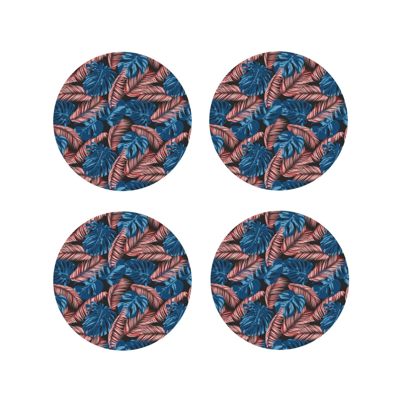 Drink Coasters, Hawaiian Style Leaves -PVC Leather Coasters Sets of 4 ...