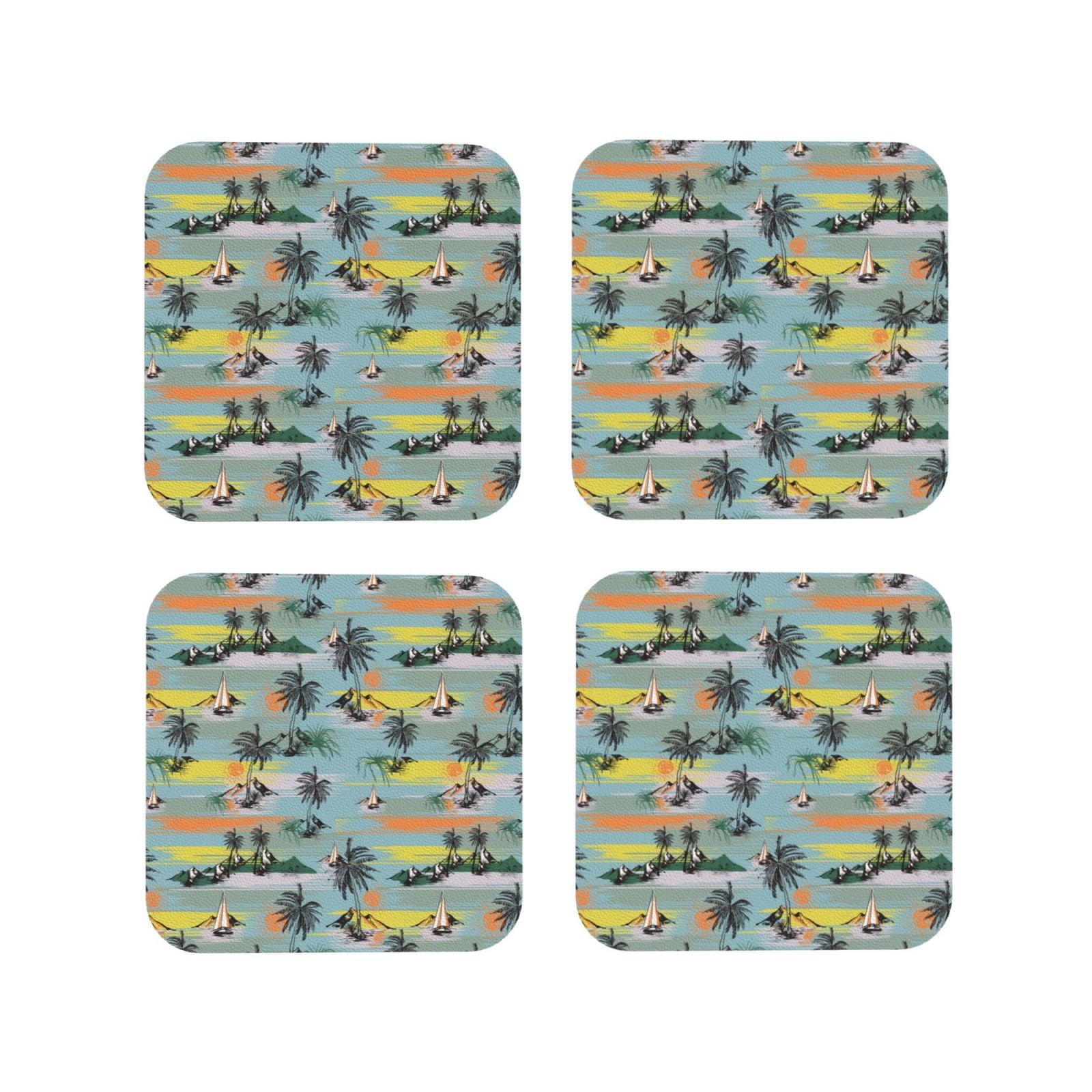 Drink Coasters, Hawaiian Style No.1077 -PVC Leather Coasters Sets of 4 ...