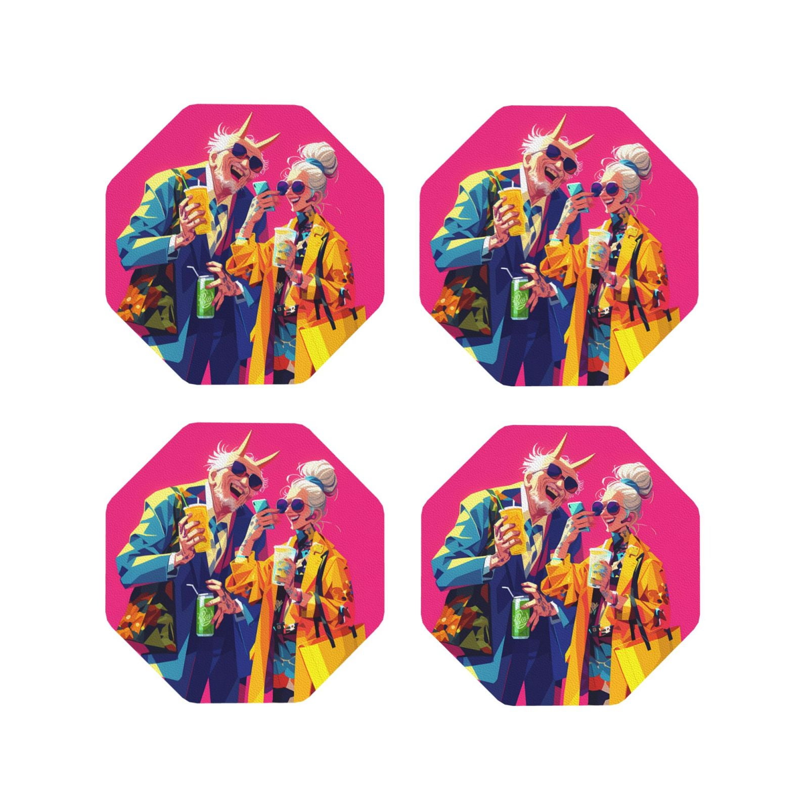 Drink Coasters, Hip Hop People No.126 -PVC Leather Coasters Sets of 4 ...