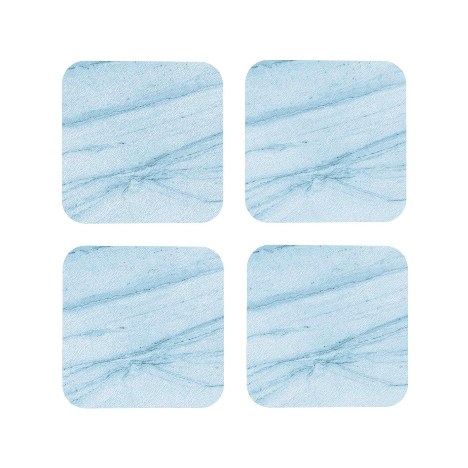 Drink Coasters, Light Blue Marble -PVC Leather Coasters Sets of 4 for ...