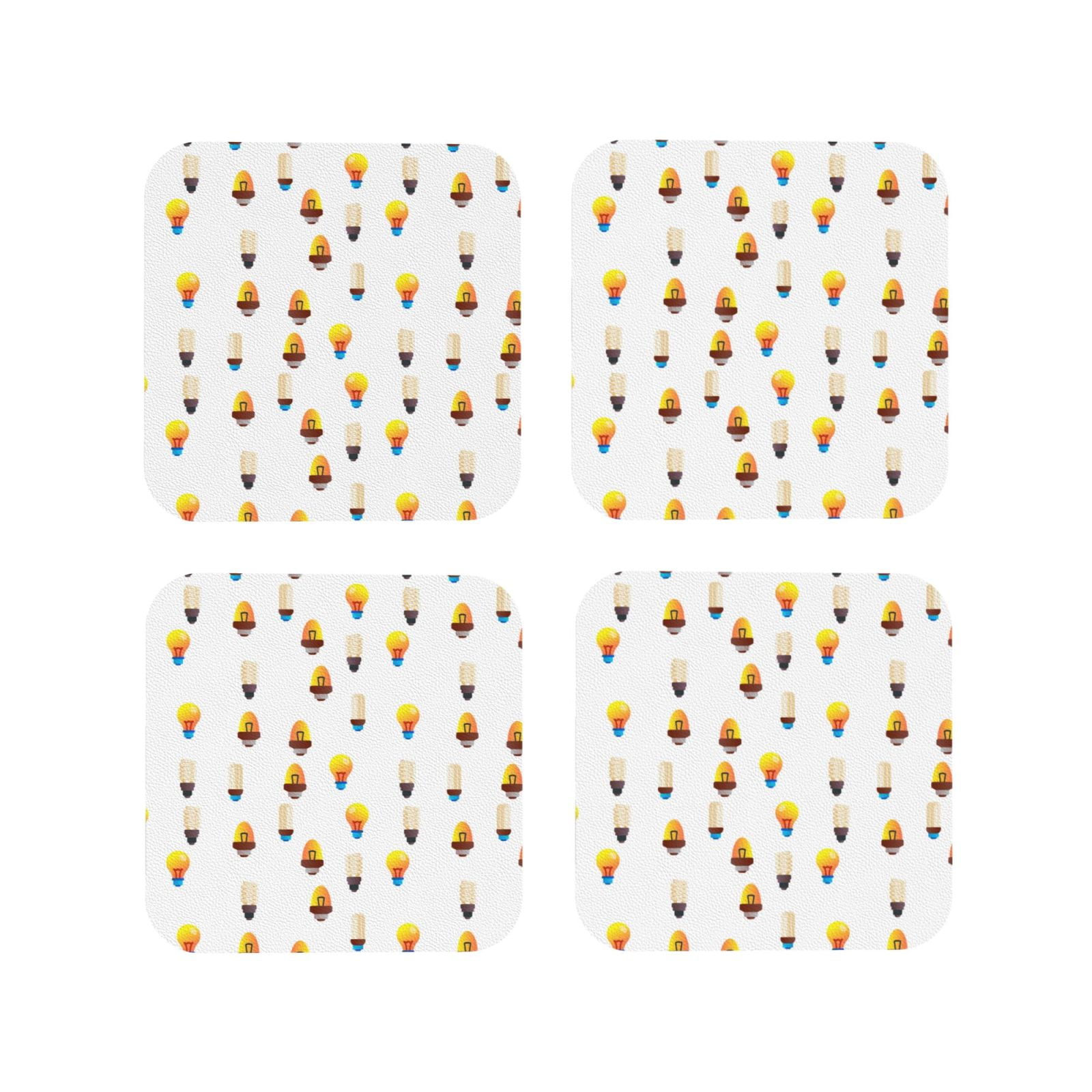 Drink Coasters, Light Bulb Pattern Clean -PVC Leather Coasters Sets of ...