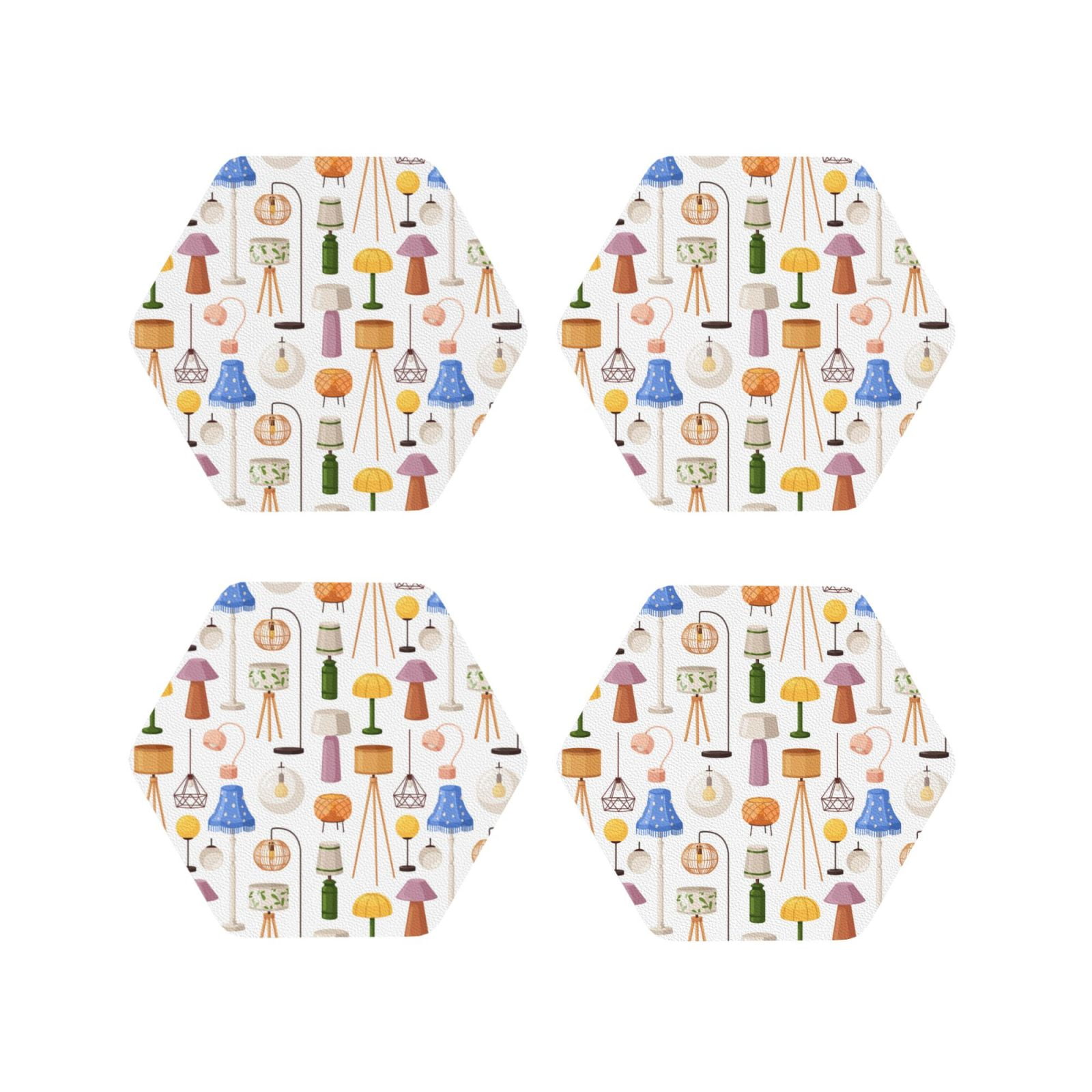 Drink Coasters, Light Bulb Pattern Urban -PVC Leather Coasters Sets of ...