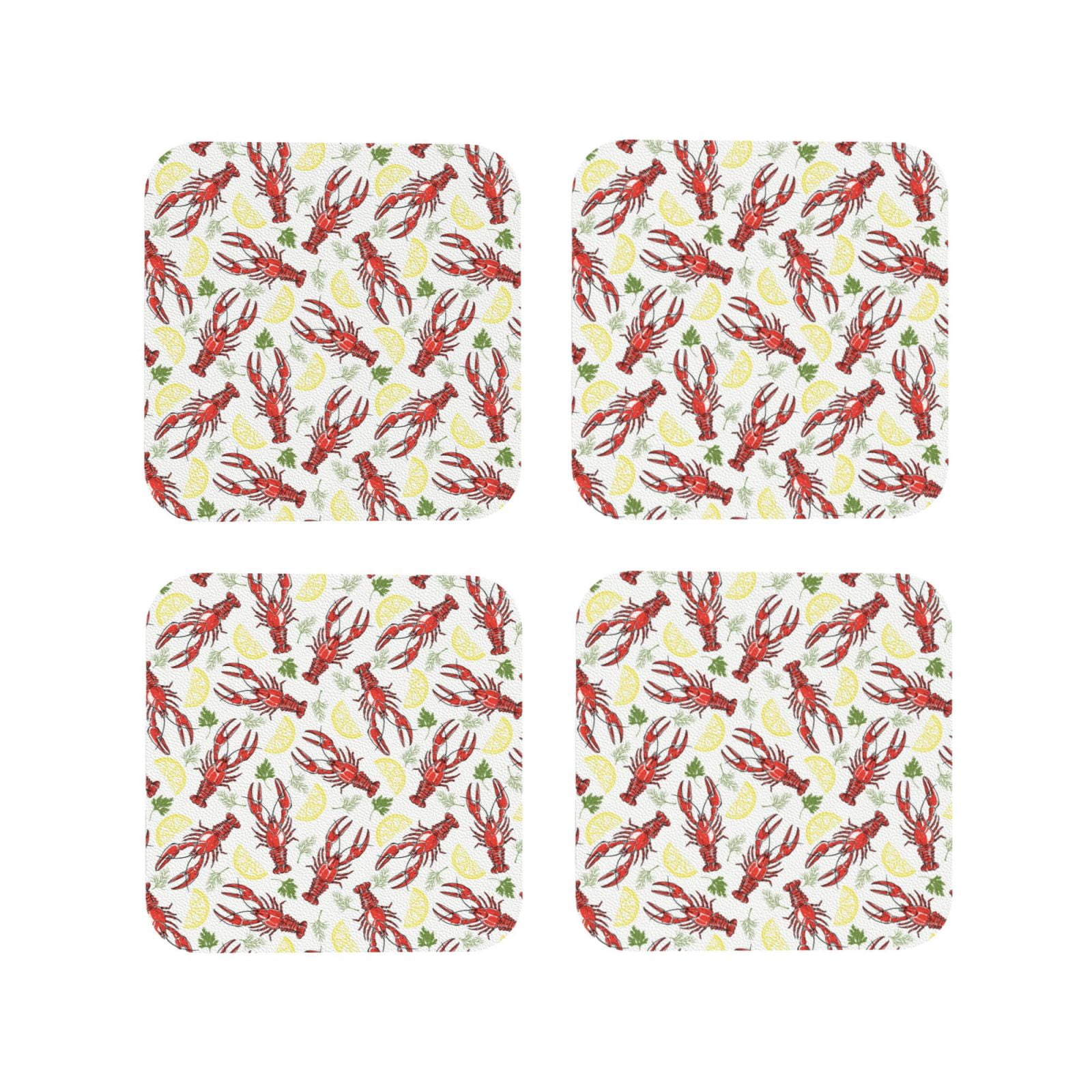 Drink Coasters, Lobster Cilantro Lemon -PVC Leather Coasters Sets of 4 ...