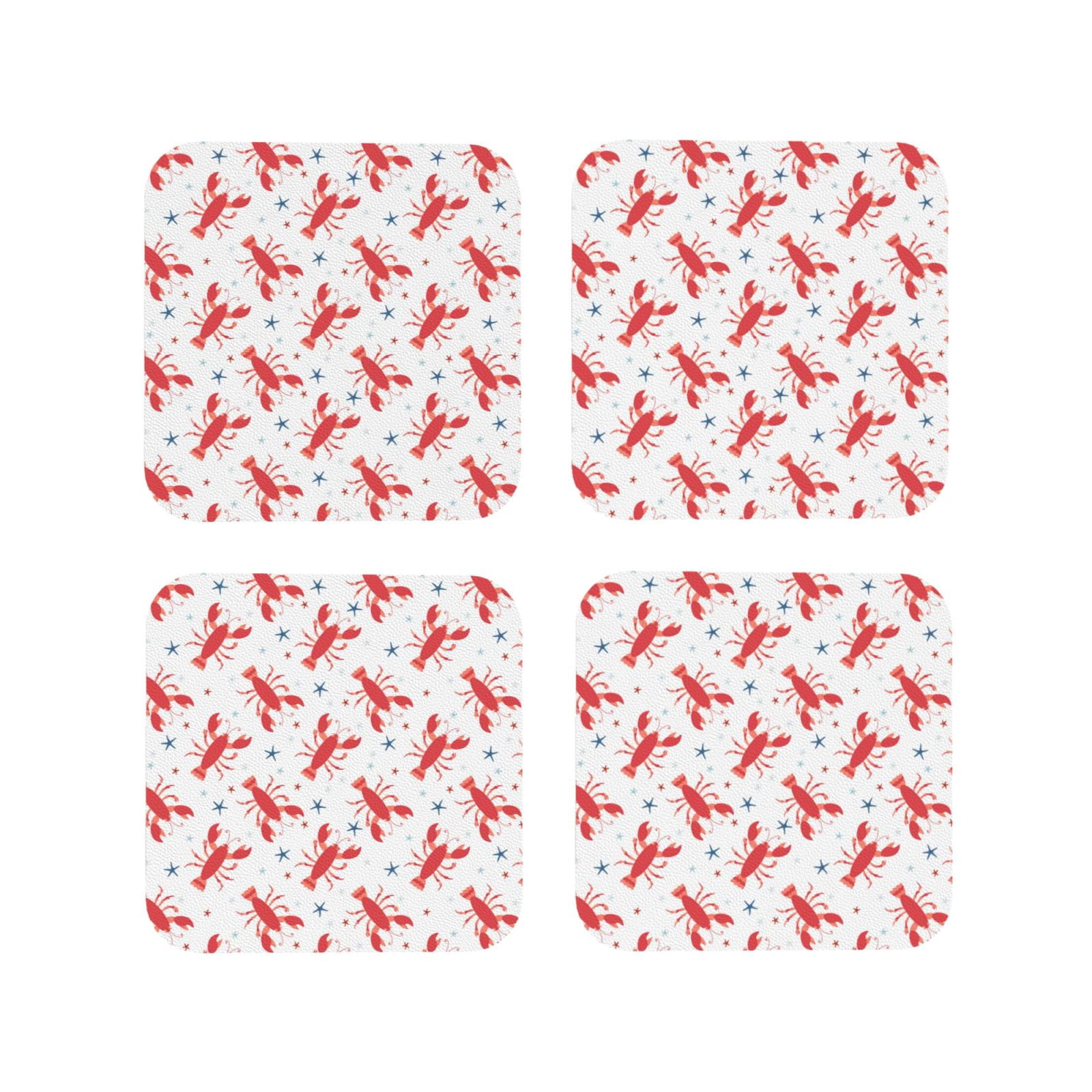 Drink Coasters, Lobster Starfish -PVC Leather Coasters Sets of 4 for ...