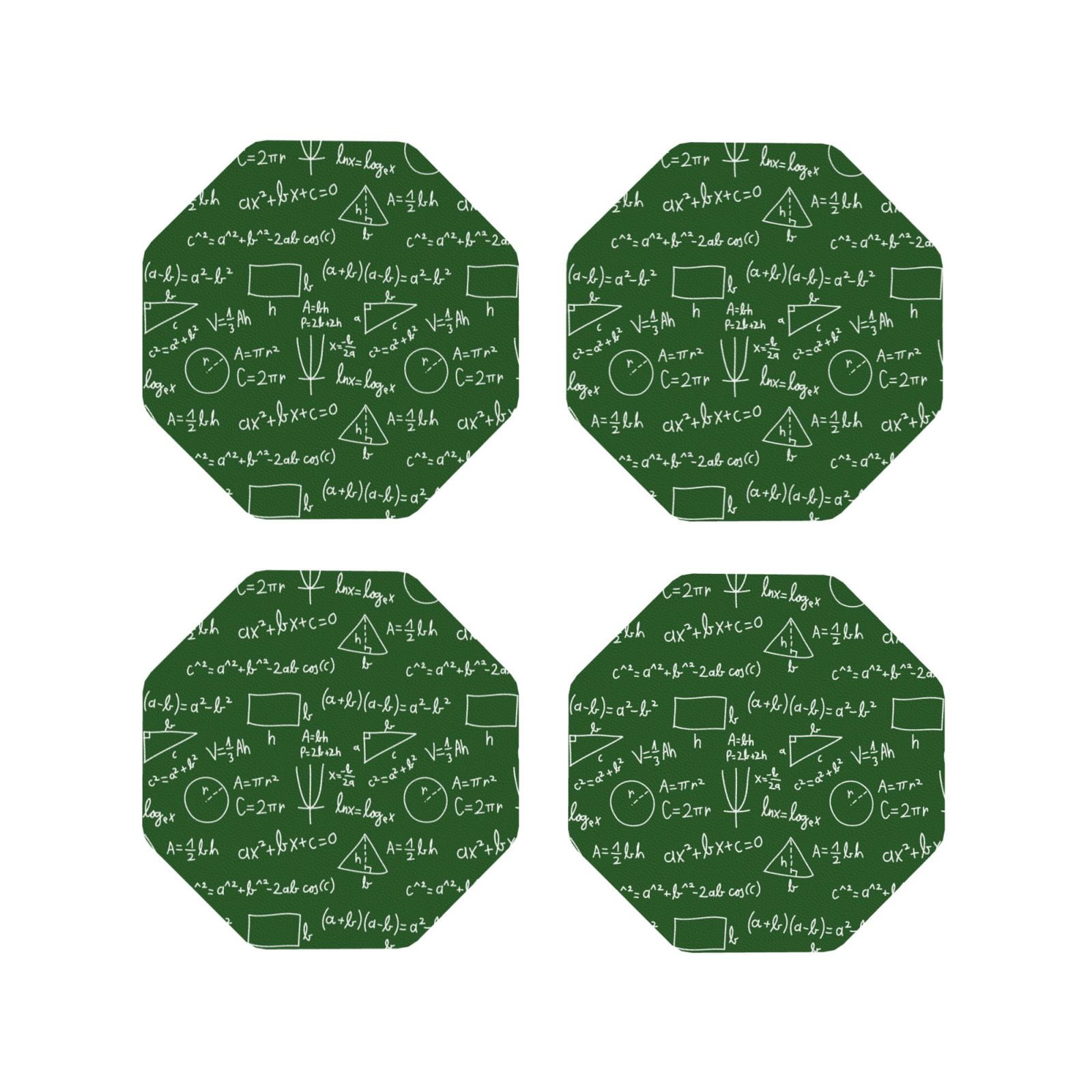 Drink Coasters, Math equation green -PVC Leather Coasters Sets of 4 for ...