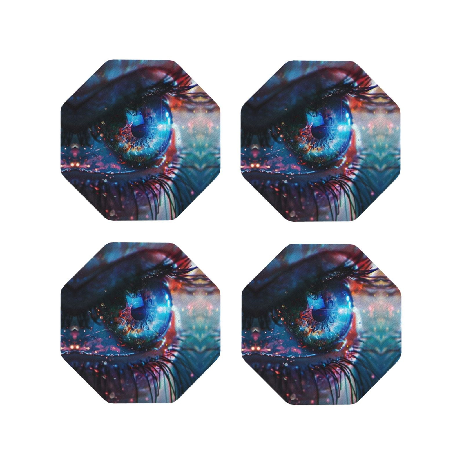 Drink Coasters, Modern Colorful Eyes -PVC Leather Coasters Sets of 4 ...