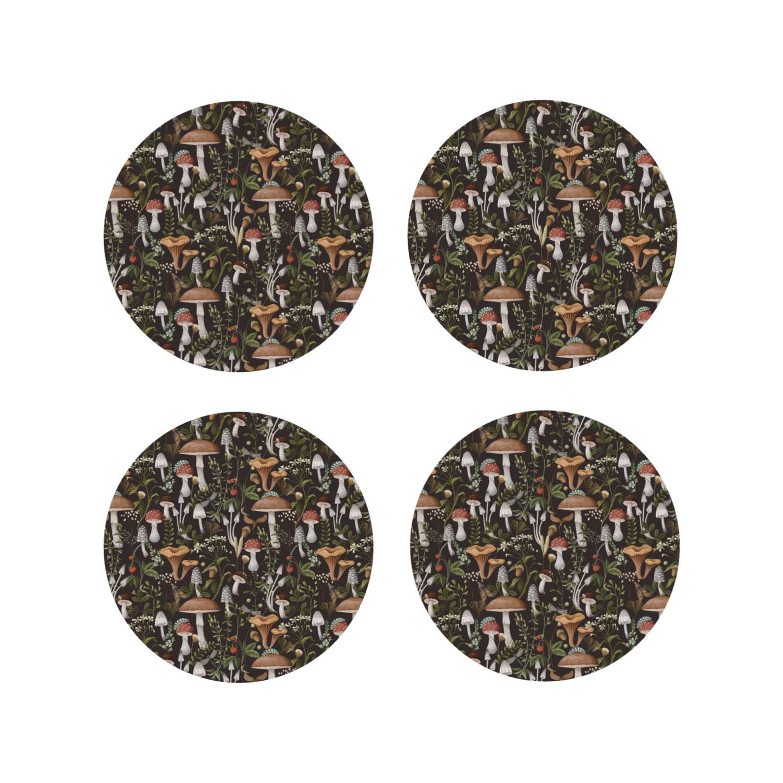 Drink Coasters, Mushroom garnish A -PVC Leather Coasters Sets of 4 for ...
