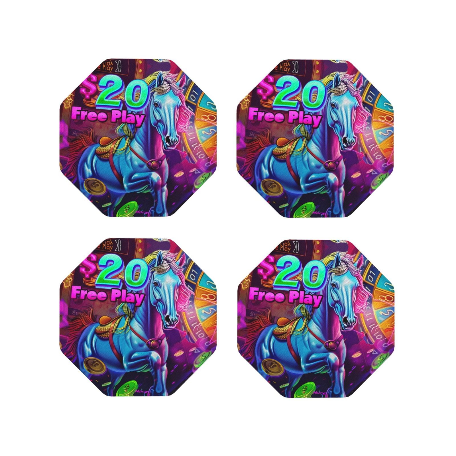 Drink Coasters, Neon Free Play -PVC Leather Coasters Sets of 4 for ...