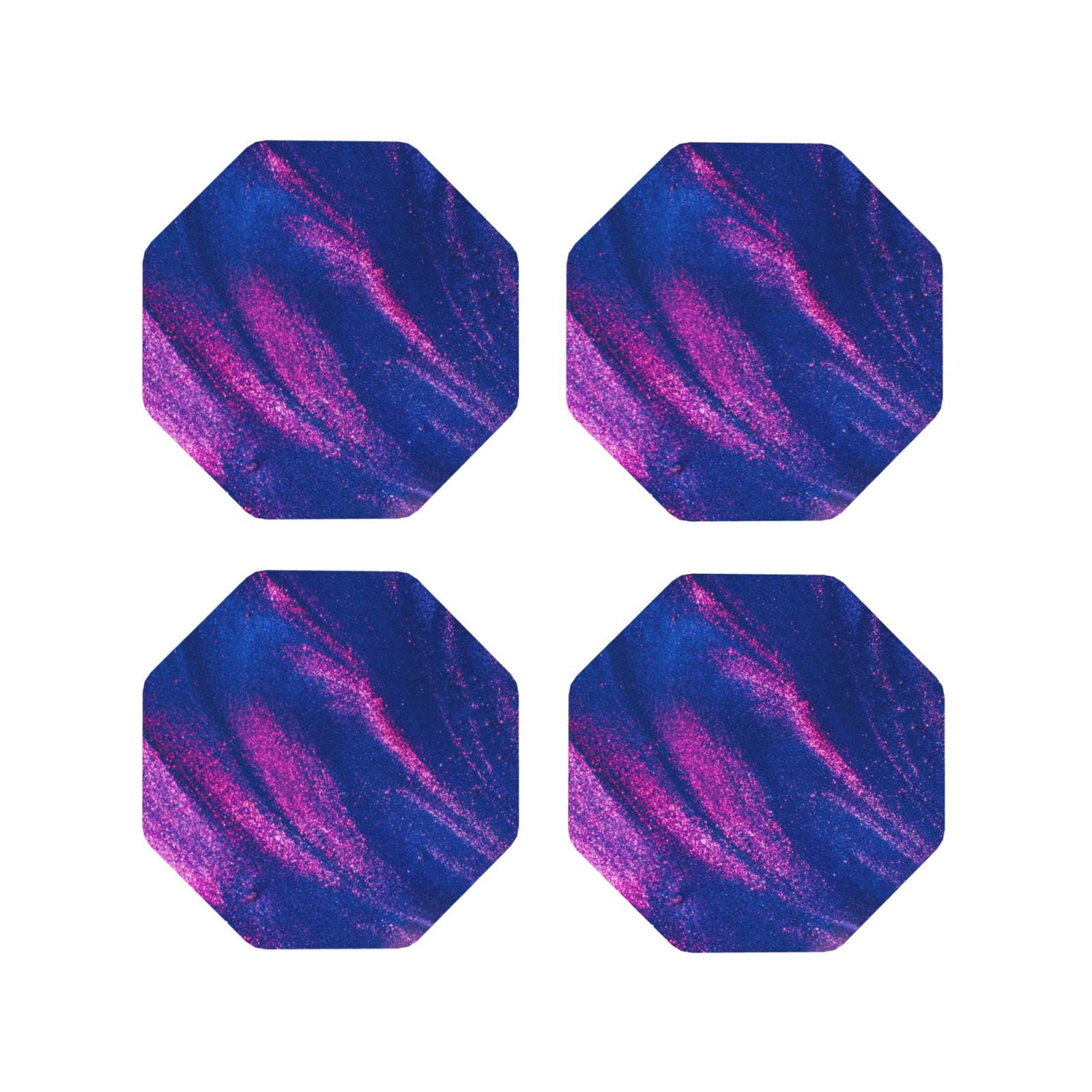 Drink Coasters, Neon Gradient Blue -PVC Leather Coasters Sets of 4 for ...