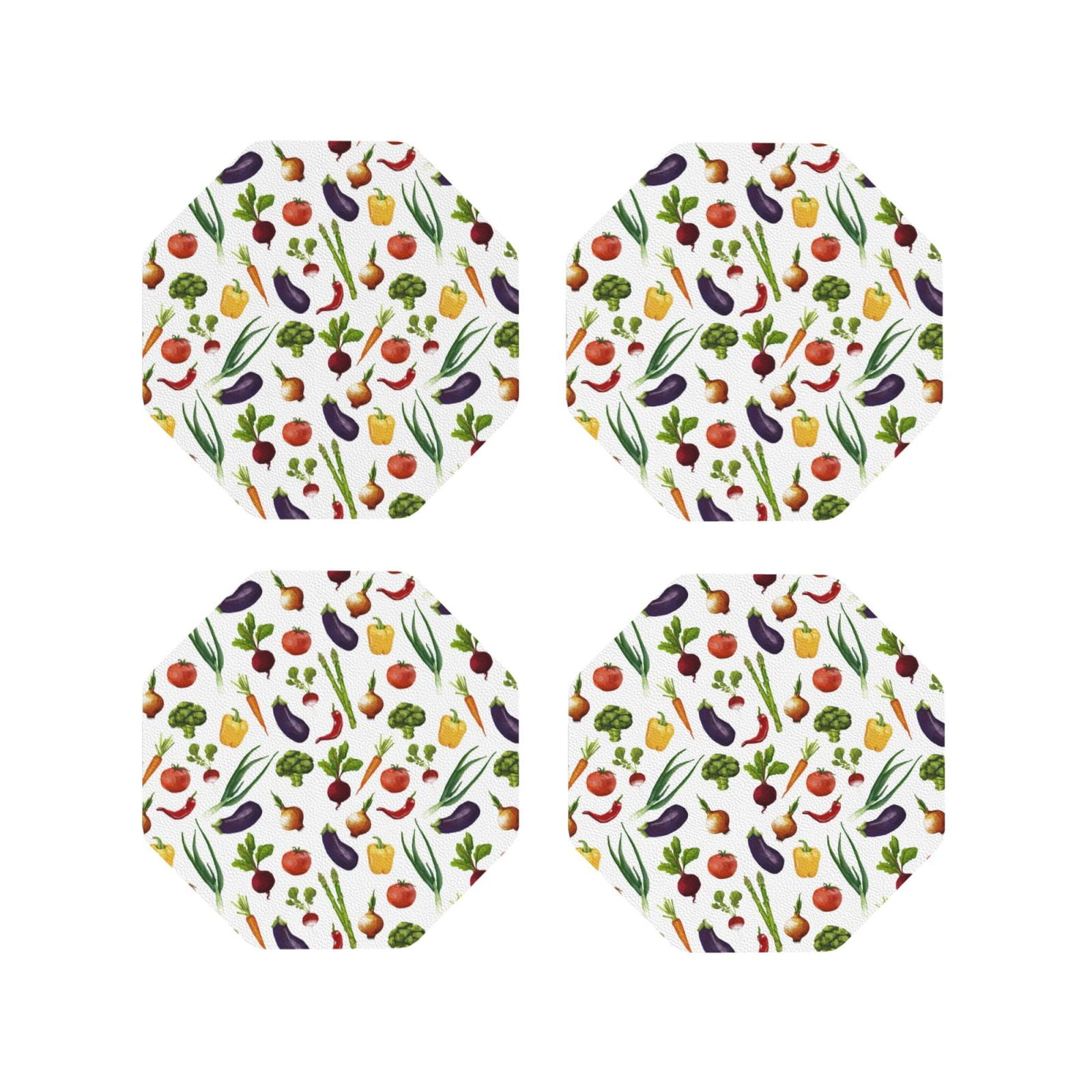 Drink Coasters, Onion Pattern vegetable -PVC Leather Coasters Sets of 4 ...