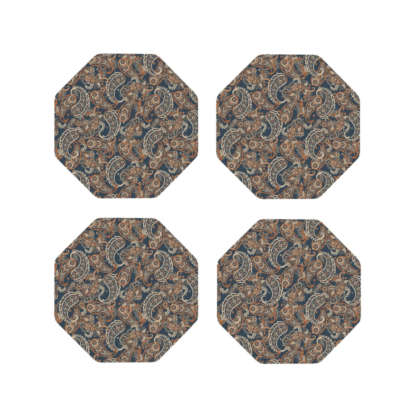 Drink Coasters, Paisley Pattern No.9081 -PVC Leather Coasters Sets of 4 ...