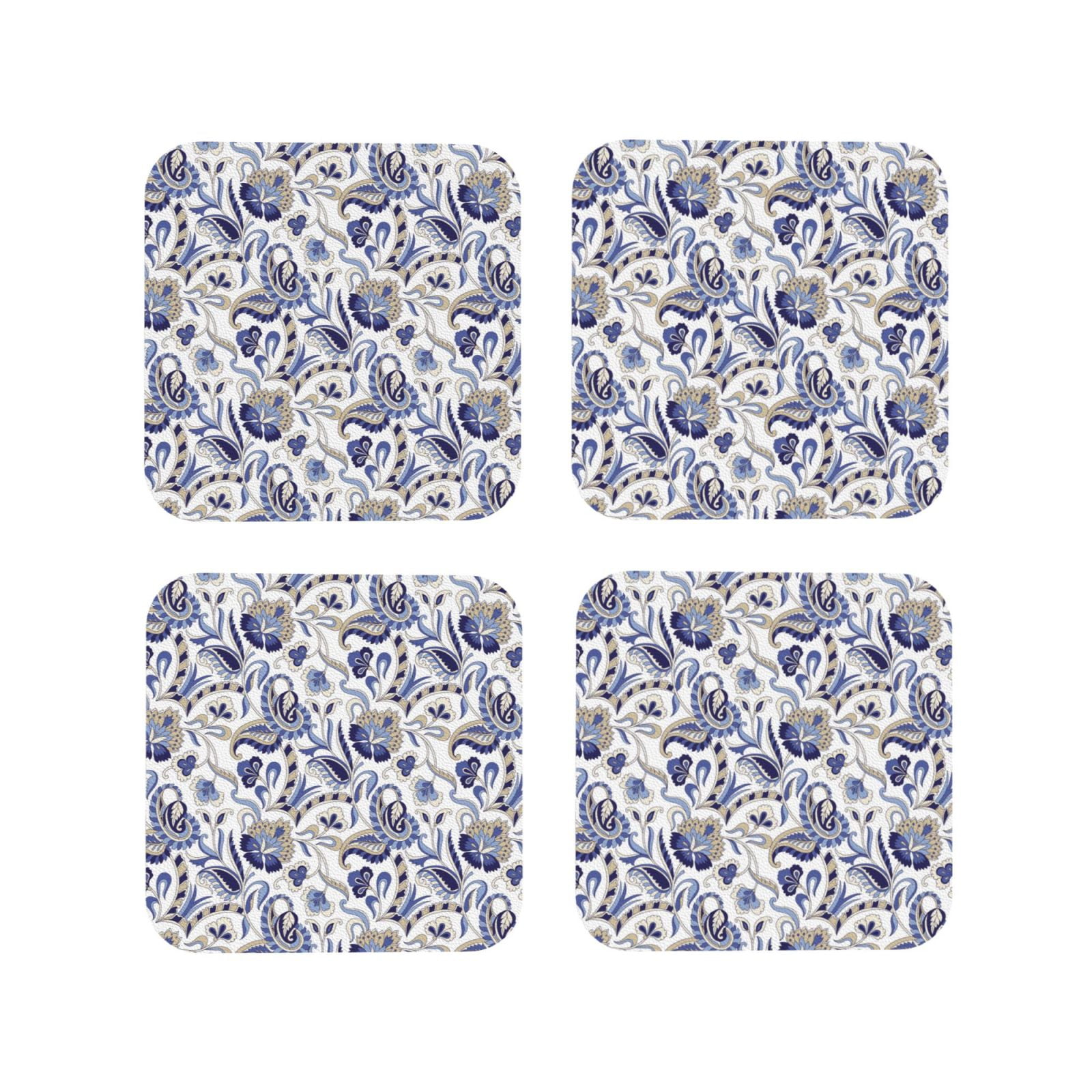 Drink Coasters, Paisley Pattern No.9084 -PVC Leather Coasters Sets of 4 ...