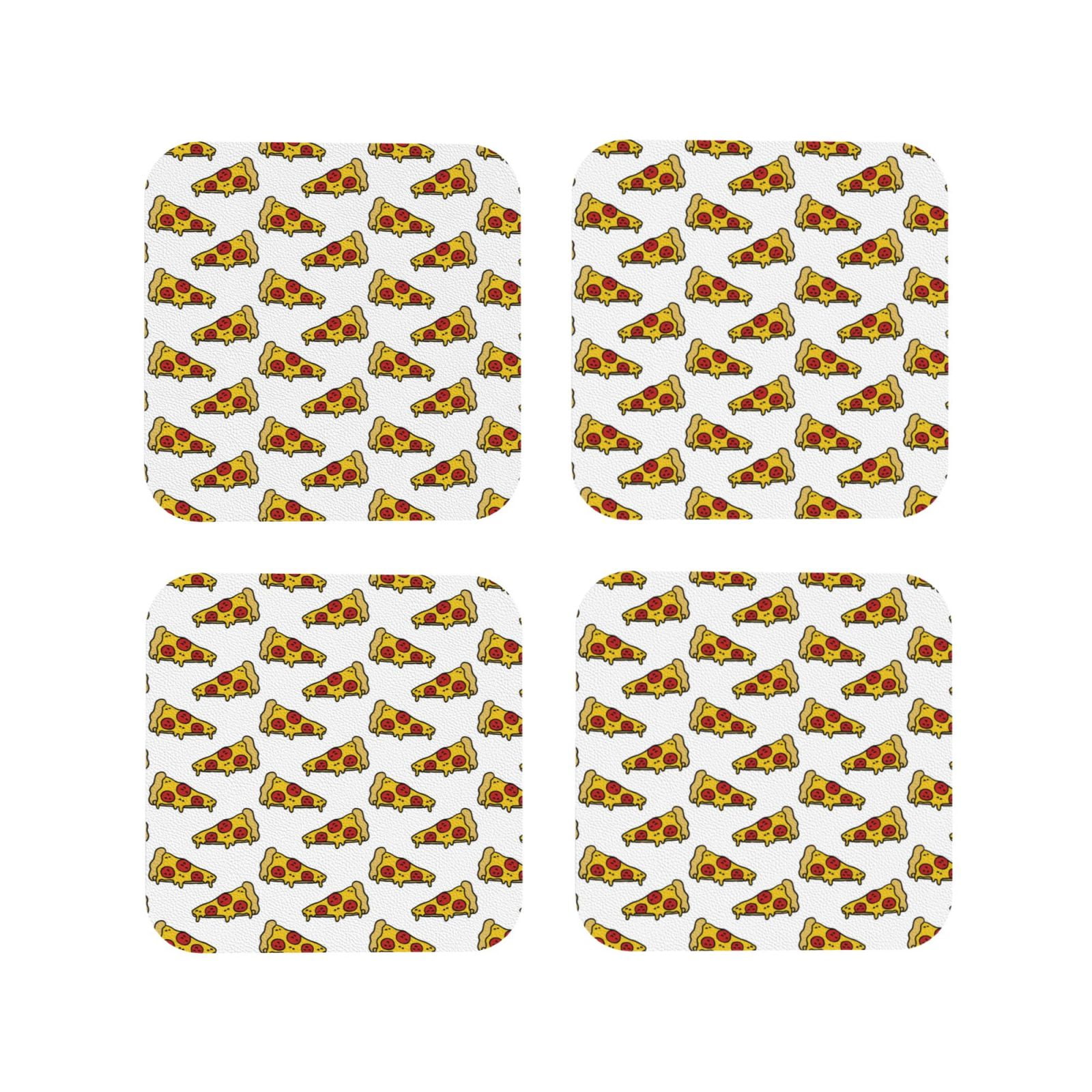 Drink Coasters, Pizza -PVC Leather Coasters Sets of 4 for Tabletop ...