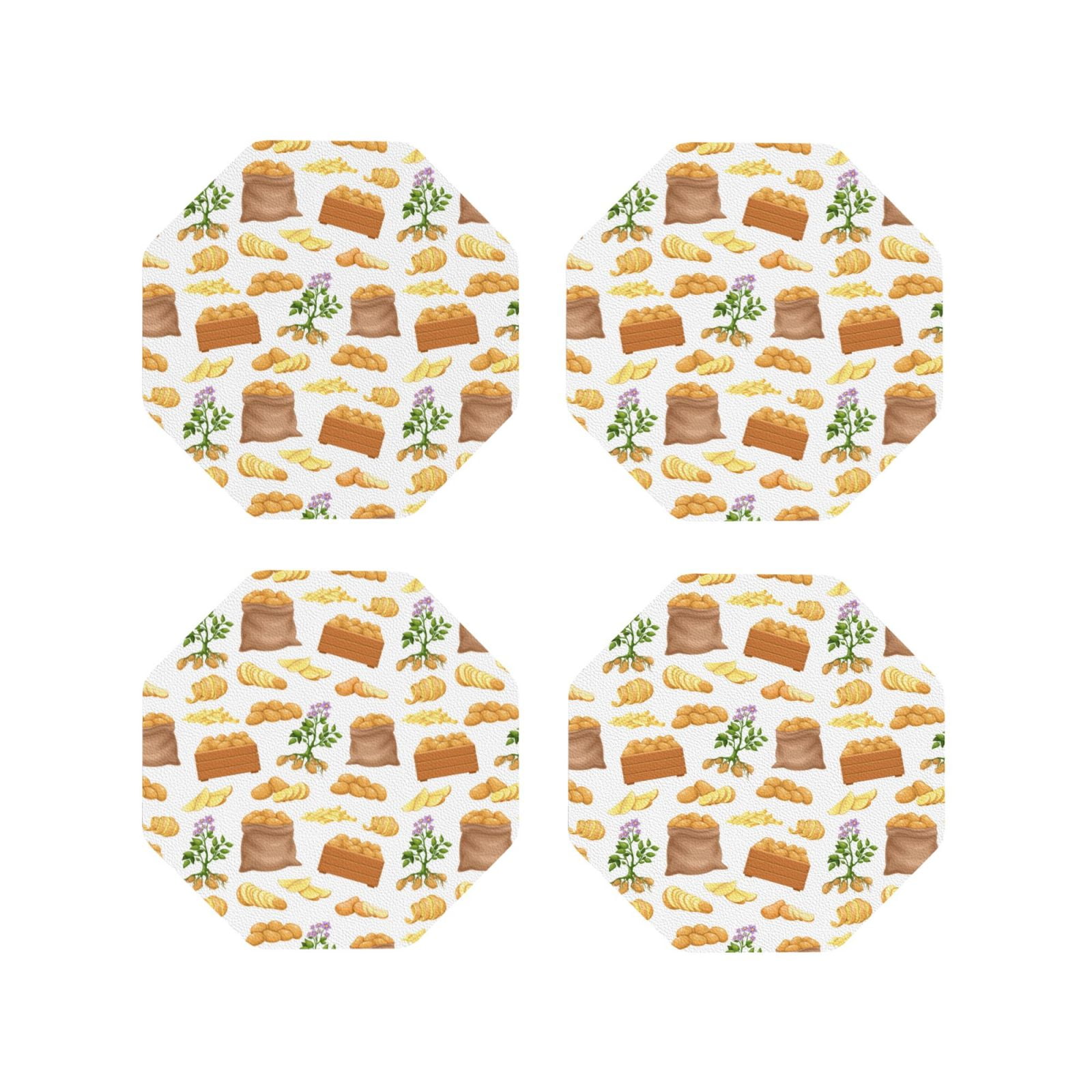 Drink Coasters, Potato Countryside -PVC Leather Coasters Sets of 4 for ...