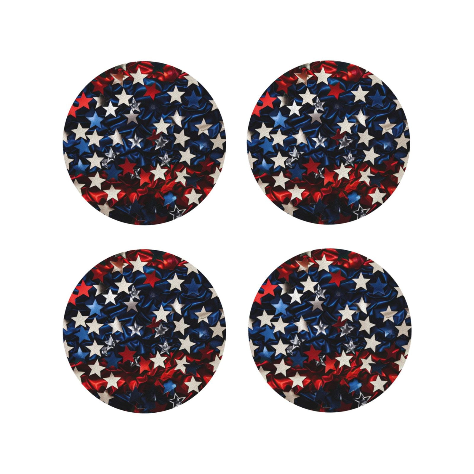Drink Coasters, Red Blue White Stars -PVC Leather Coasters Sets of 4 ...