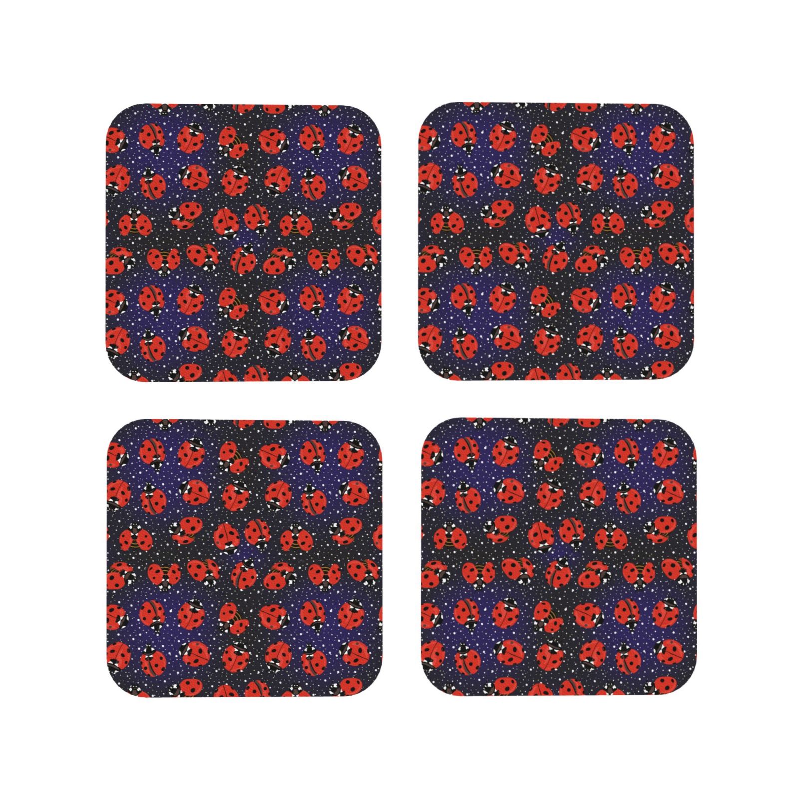 Drink Coasters, Red Ladybug -PVC Leather Coasters Sets of 4 for ...
