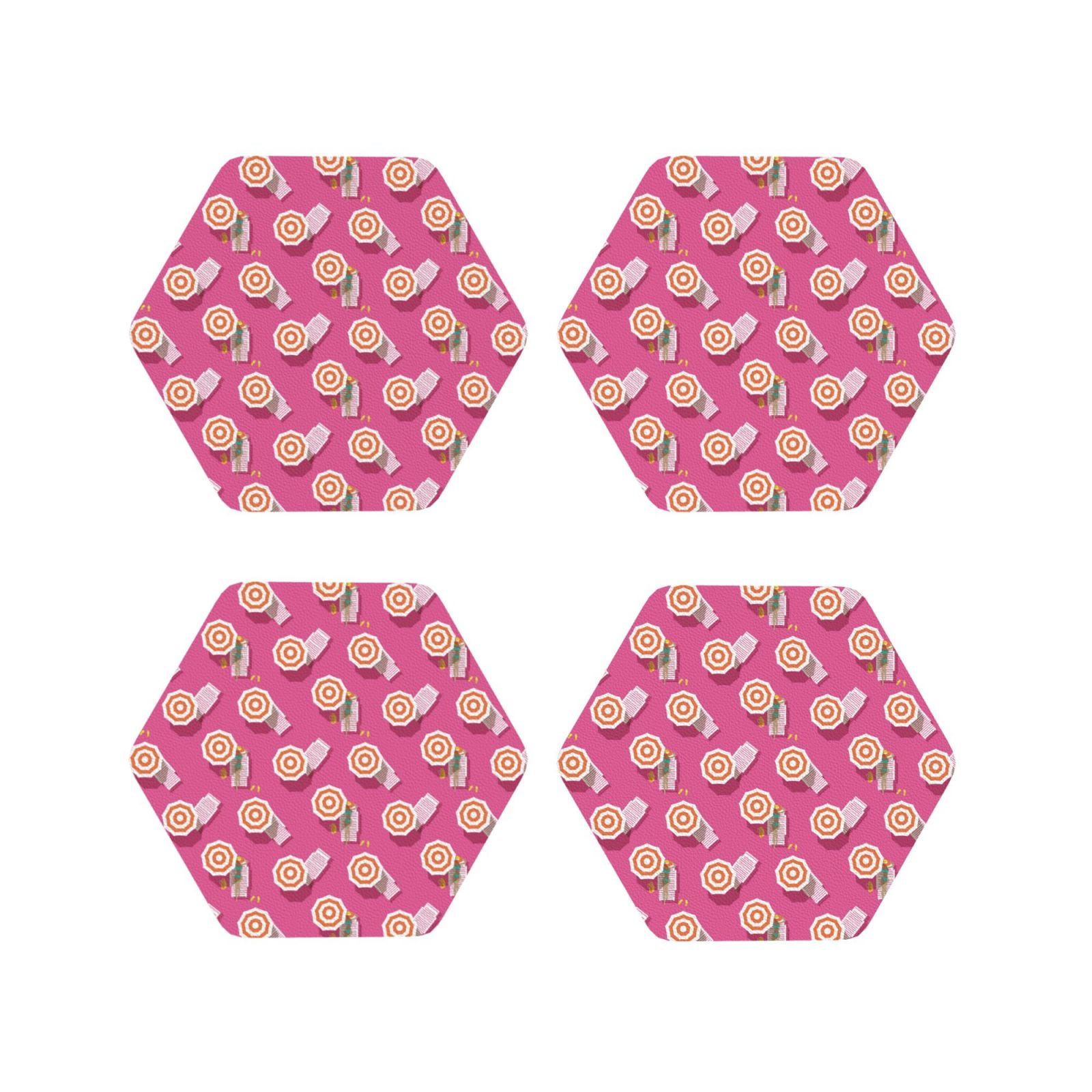 Drink Coasters, Retro style Beach -PVC Leather Coasters Sets of 4 for ...