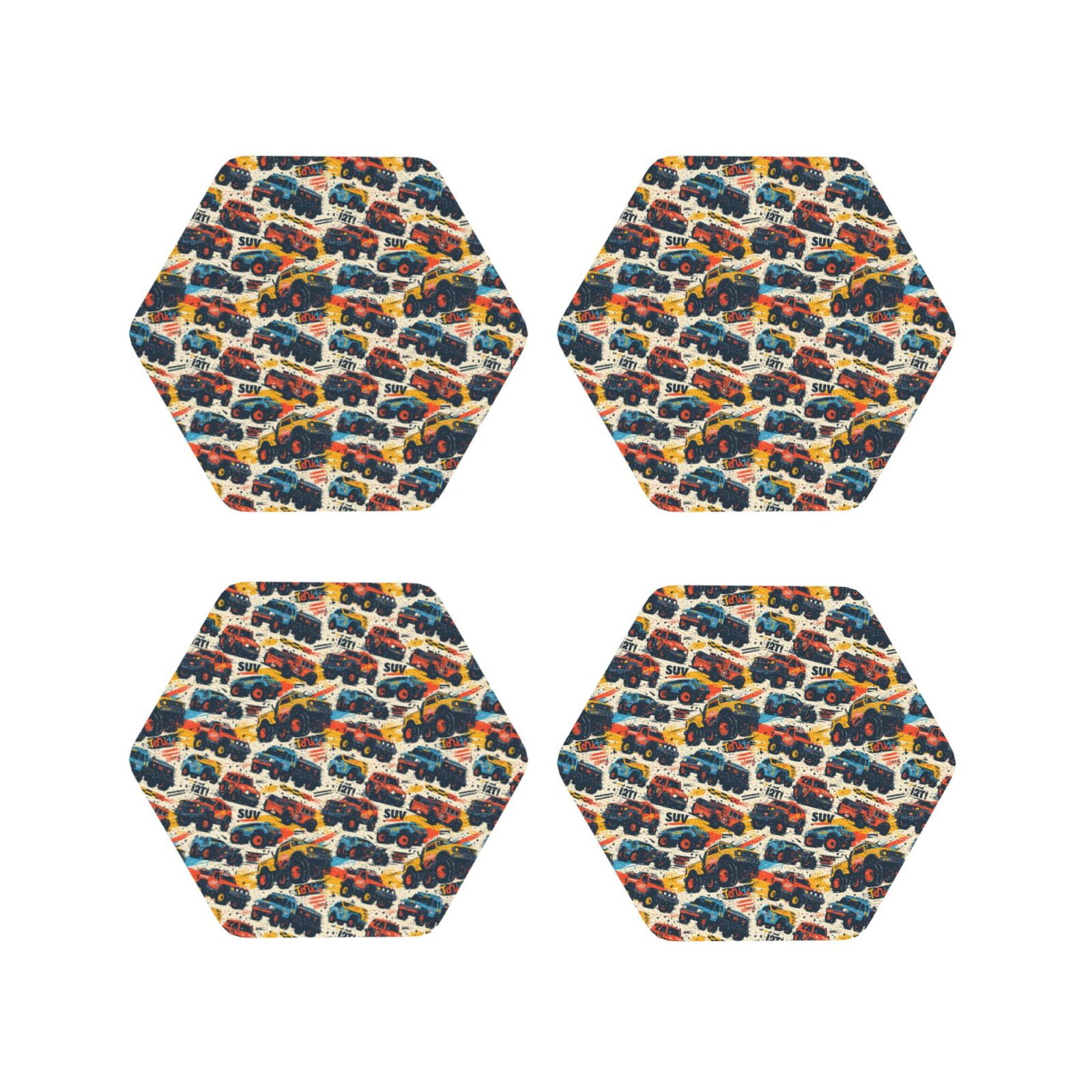 Drink Coasters, SUV off road racing car -PVC Leather Coasters Sets of 4 ...