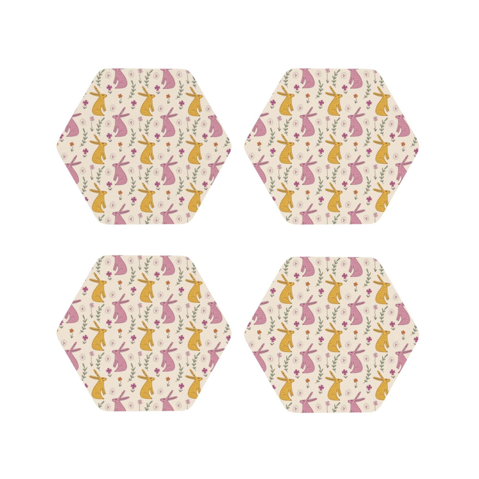 Drink Coasters, Sassy Funny Rabbit Flower -PVC Leather Coasters Sets of ...