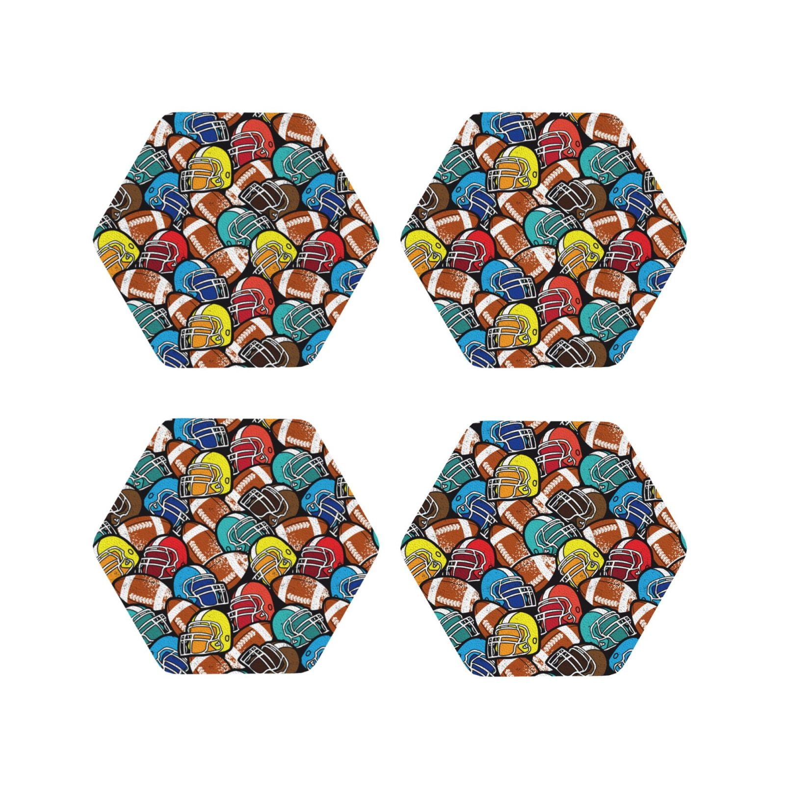 Drink Coasters Set of 4, American Football Leather Coasters for Coffee ...