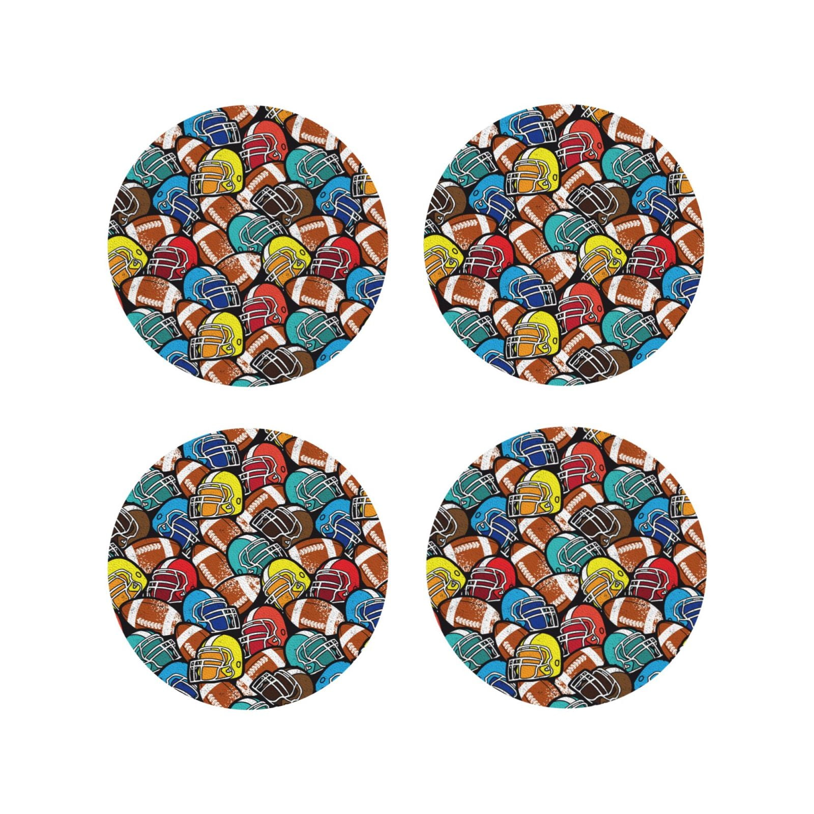 Drink Coasters Set of 4, American Football Leather Coasters for Coffee ...