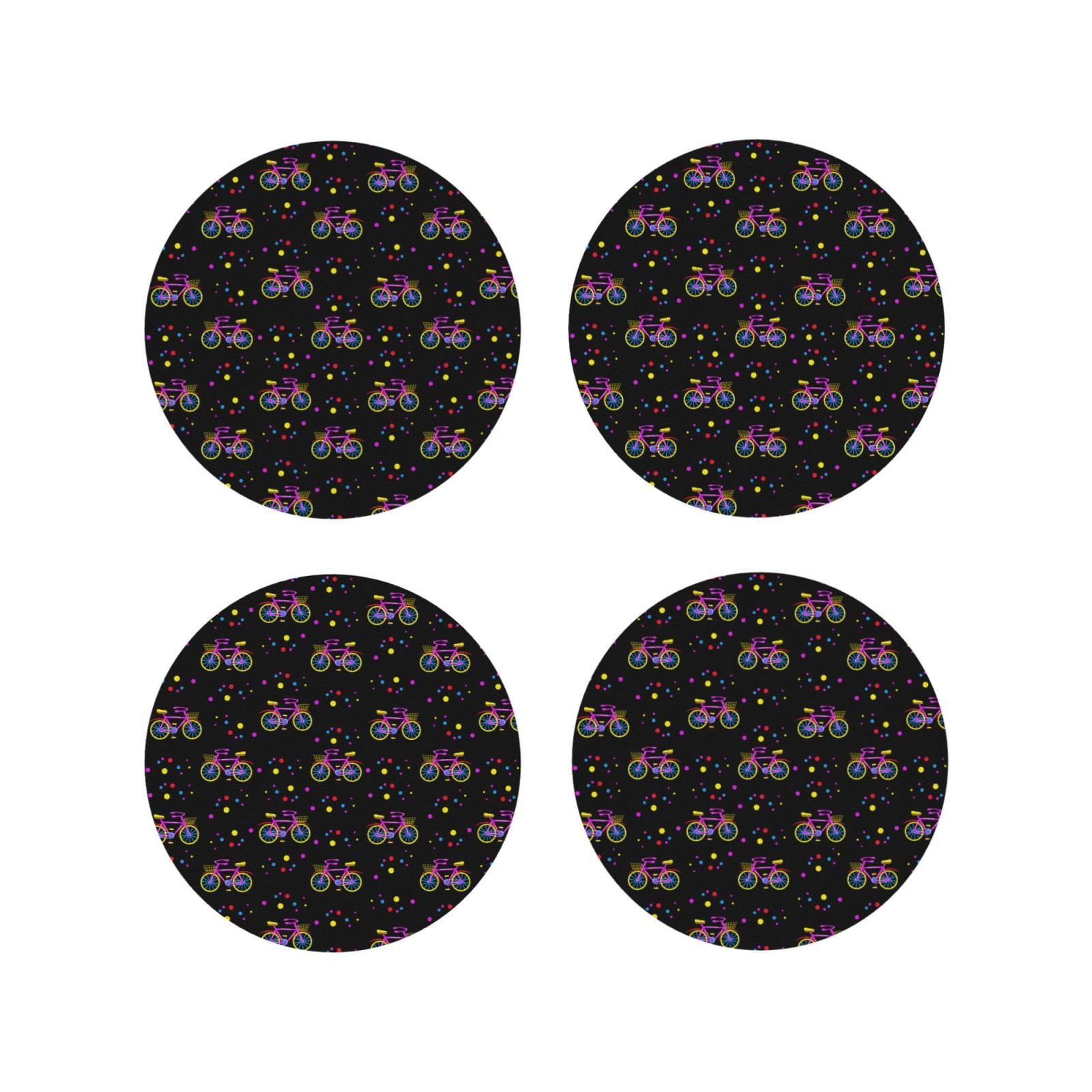 Drink Coasters Set of 4, Bike polka dots Leather Coasters for Coffee ...