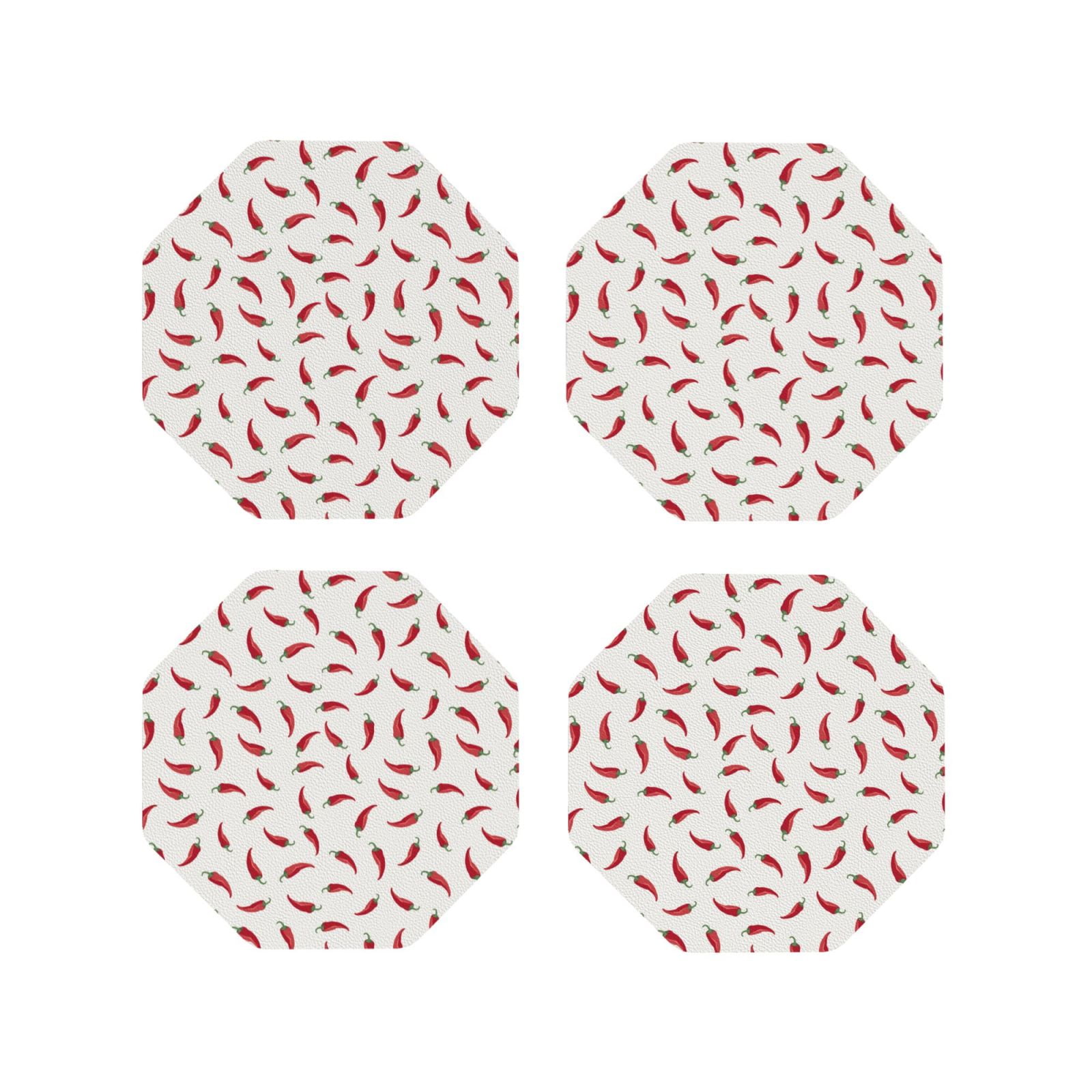 Drink Coasters Set of 4, Chili Leather Coasters for Coffee Table ...