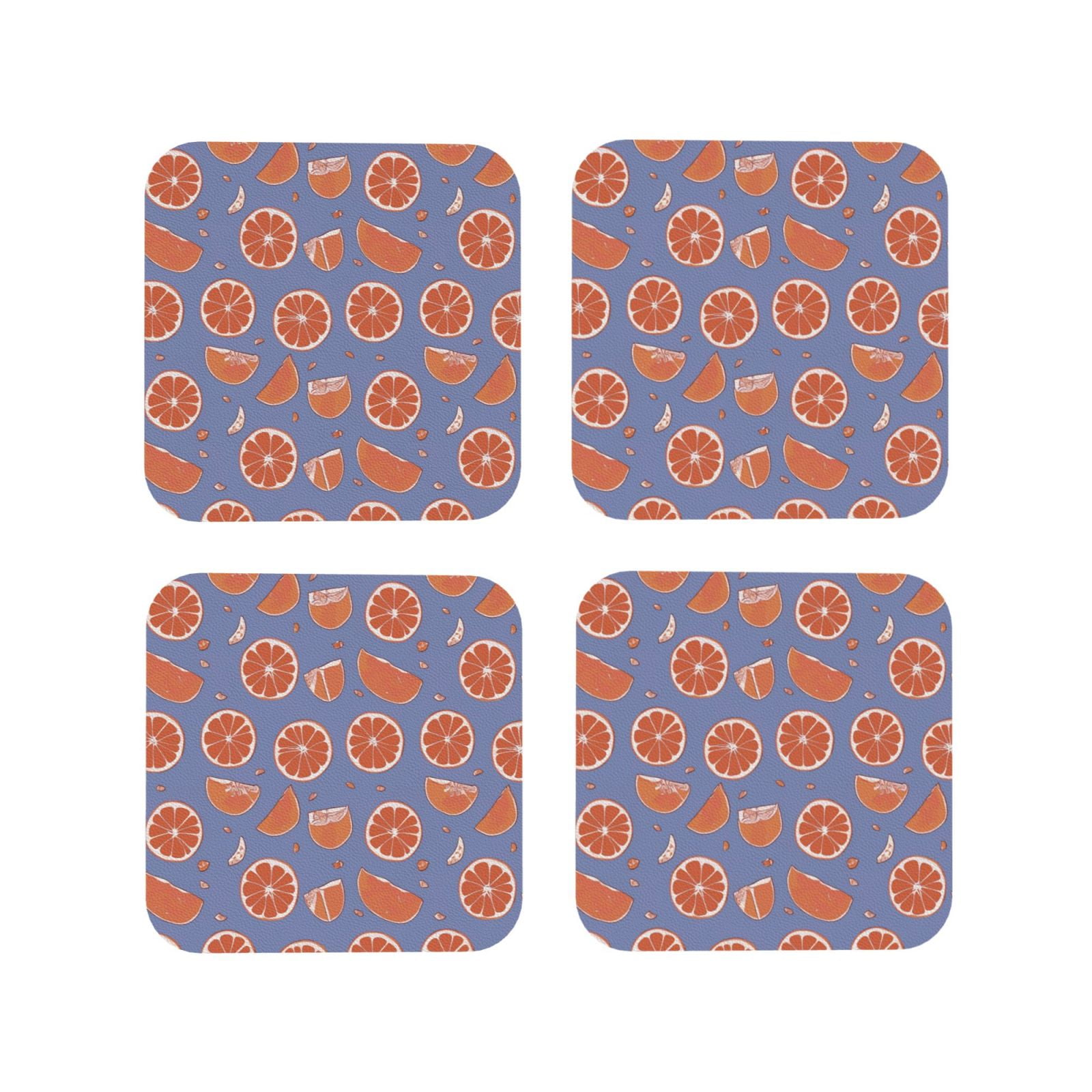 Drink Coasters Set of 4, Cute Orange Fruit Leather Coasters for Coffee ...