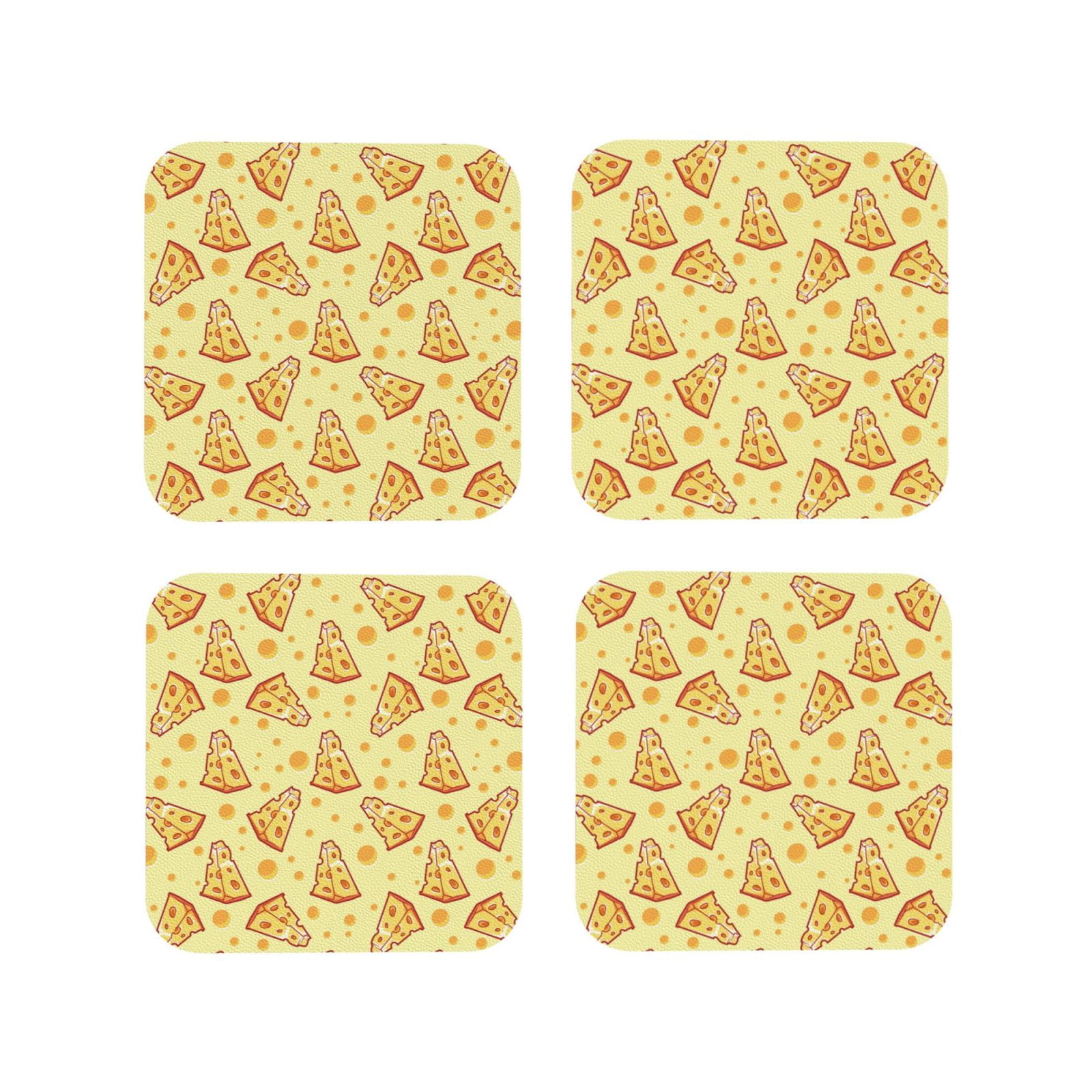 Drink Coasters Set of 4 - Delicious Cheese Leather Coasters for Coffee ...