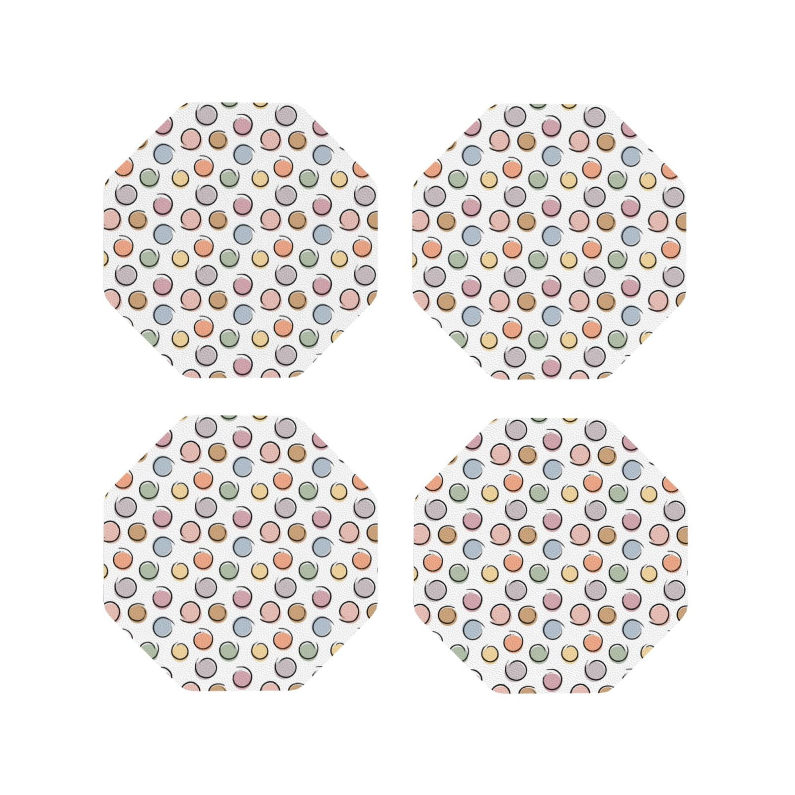 Drink Coasters Set of 4, abstractly circles Leather Coasters for Coffee ...