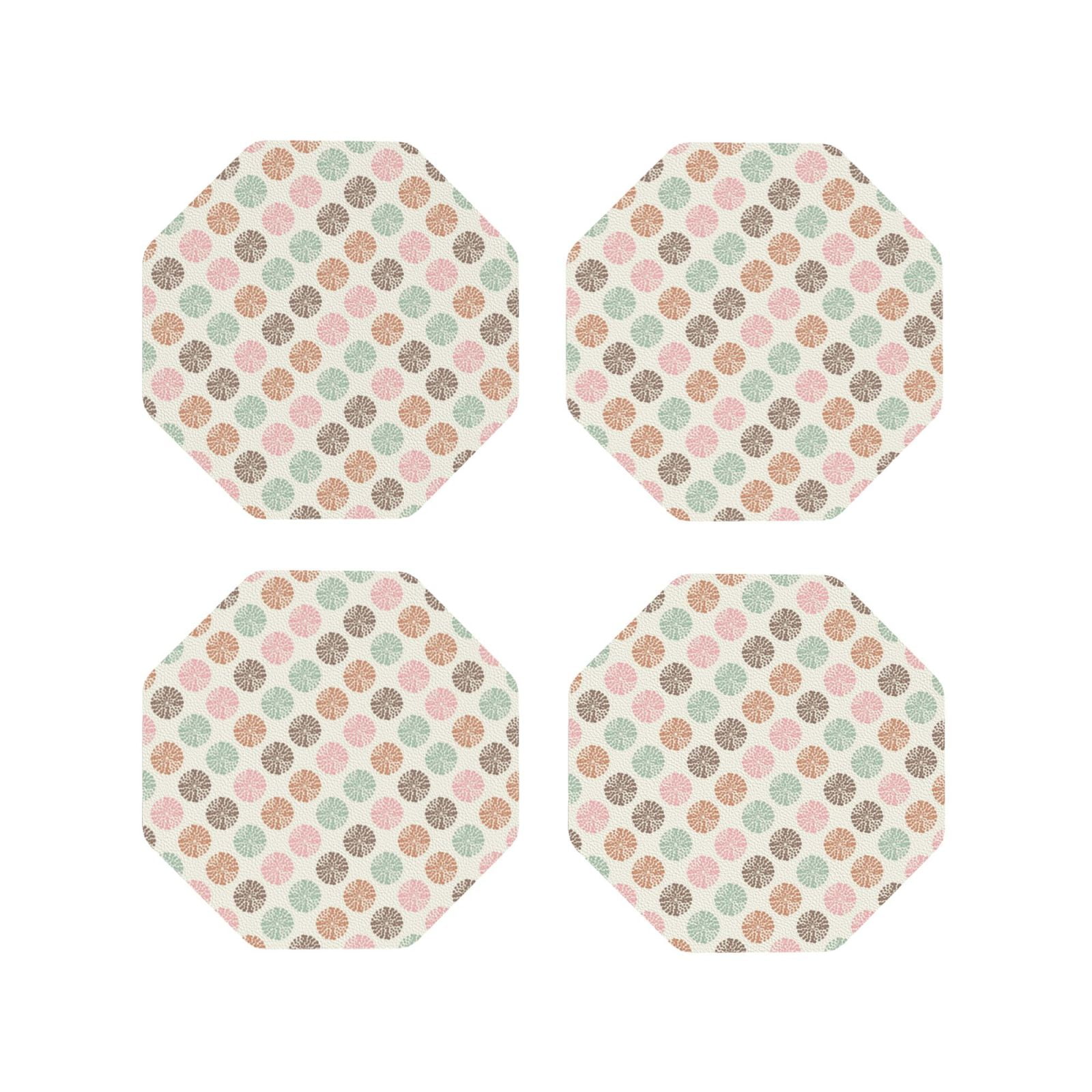 Drink Coasters Set of 4 - abstractly dot print Leather Coasters for ...