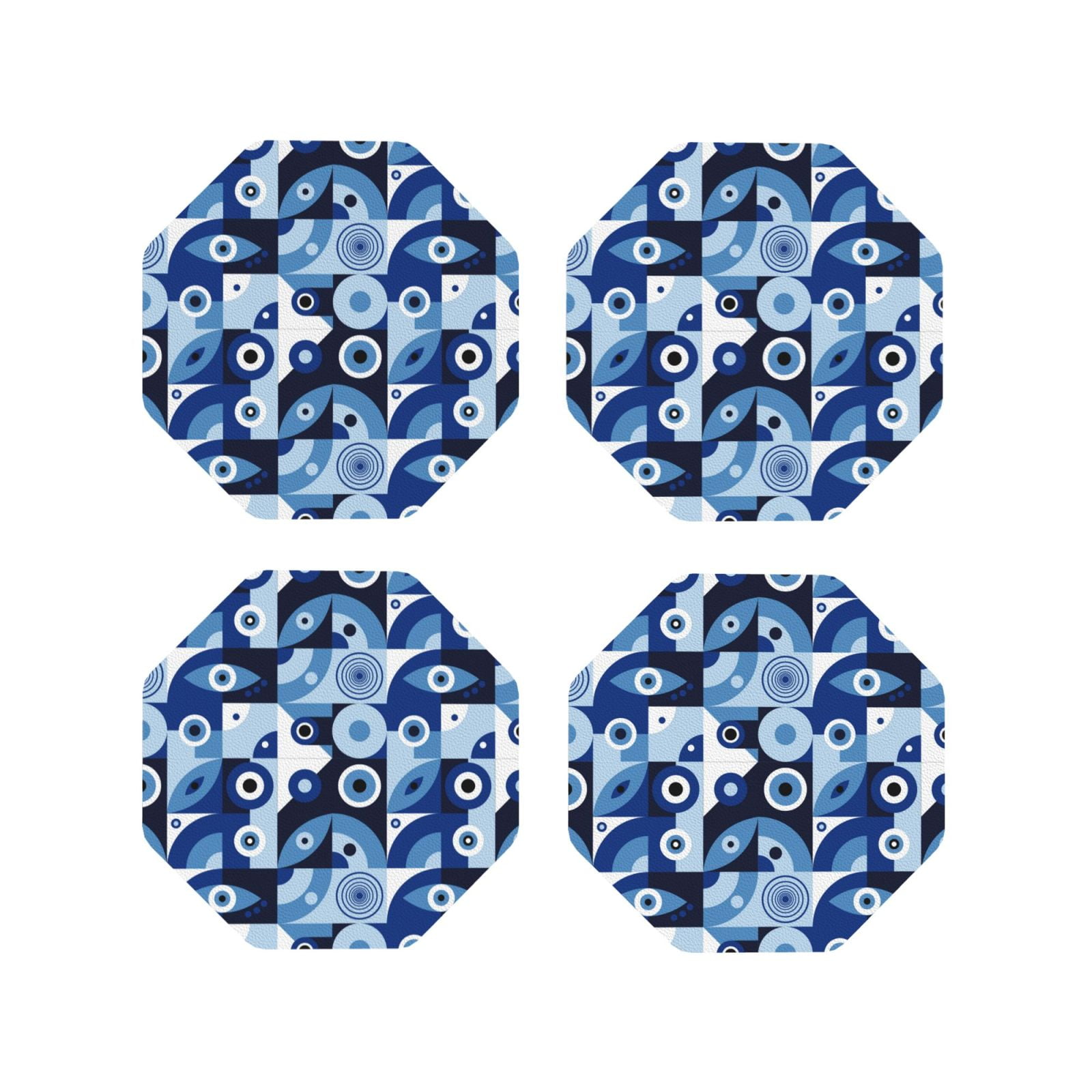 Drink Coasters Set of 4, evil eye A Leather Coasters for Coffee Table ...