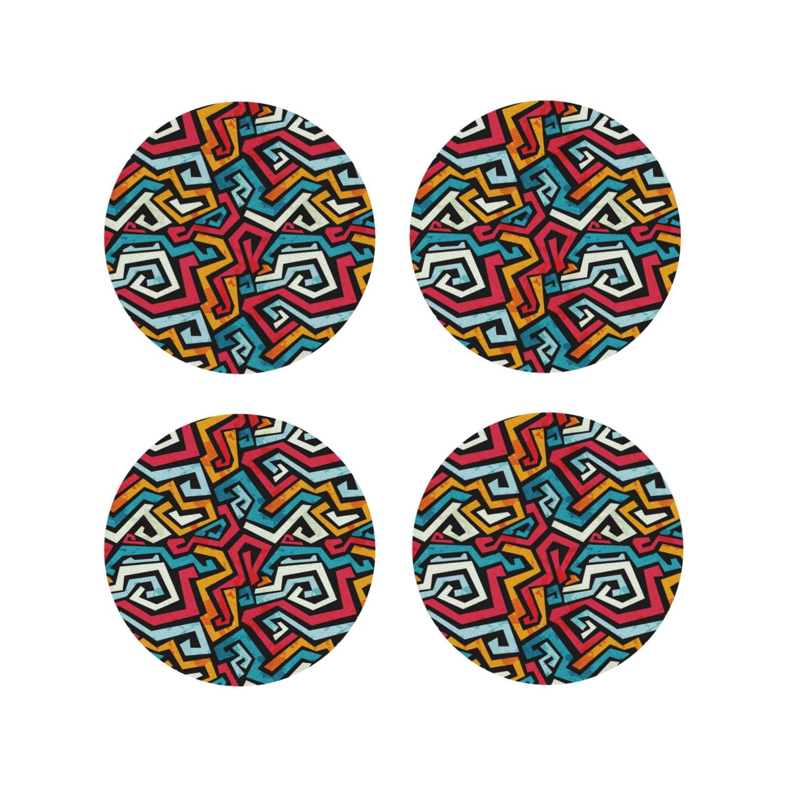 Drink Coasters Set of 4, geometry A Leather Coasters for Coffee Table ...