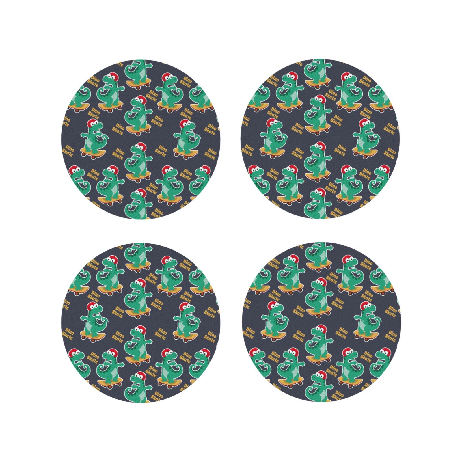 Drink Coasters Set of 4, skate cute Dinosaur Leather Coasters for ...