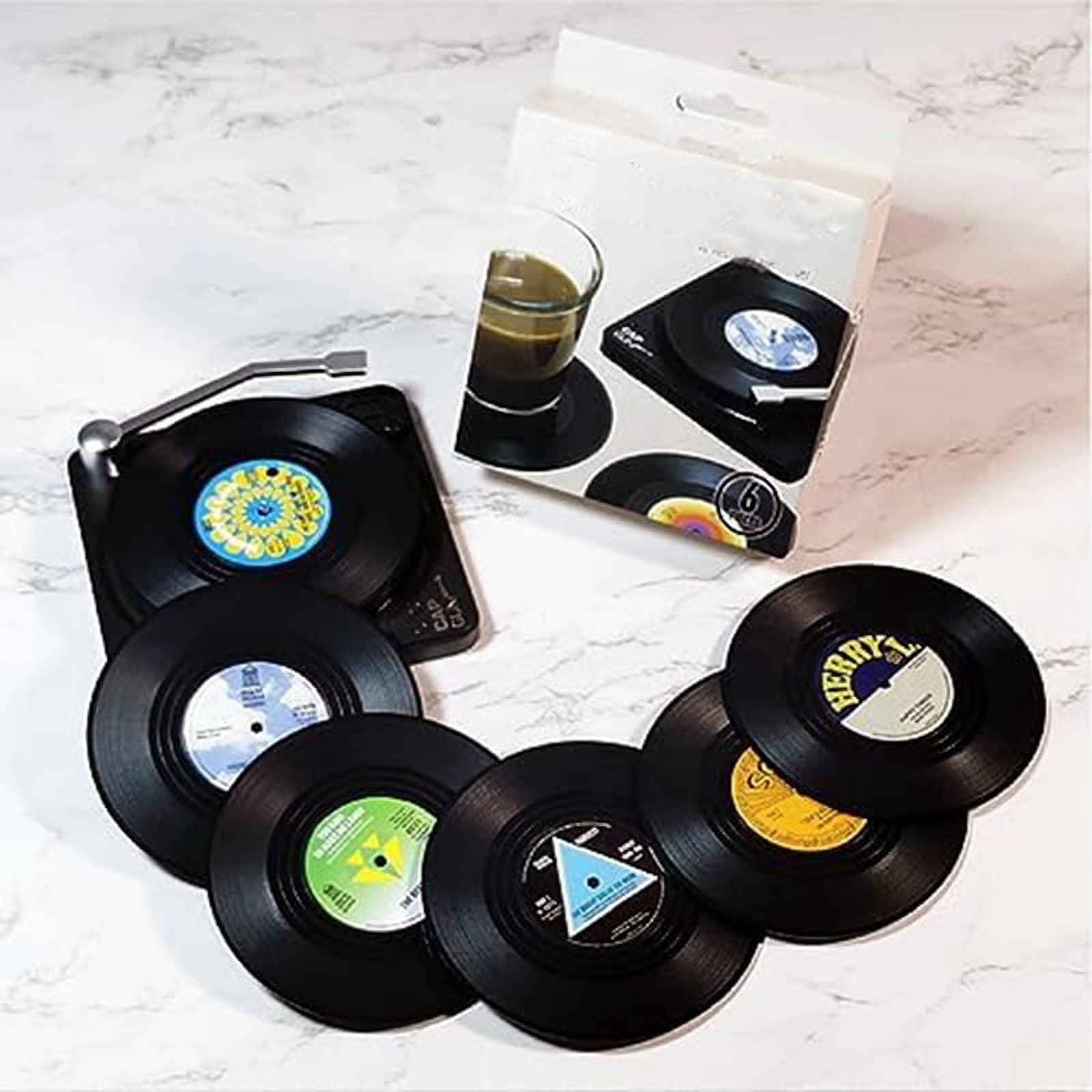 Drink Coasters Set of 6 Vintage CD Vinyl Records for Music Lovers ...