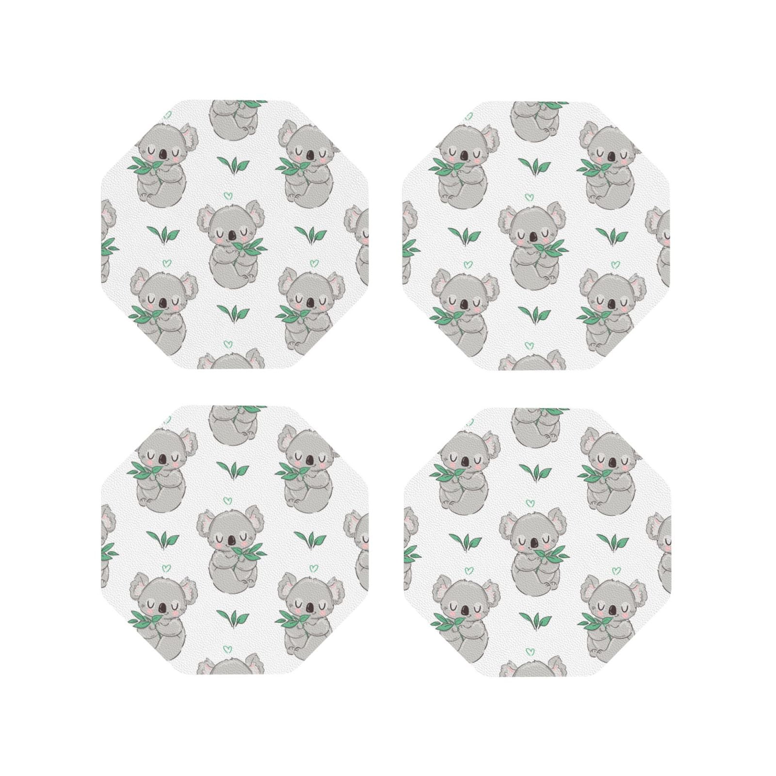 Drink Coasters, Simple Koala Cute -PVC Leather Coasters Sets of 4 for ...
