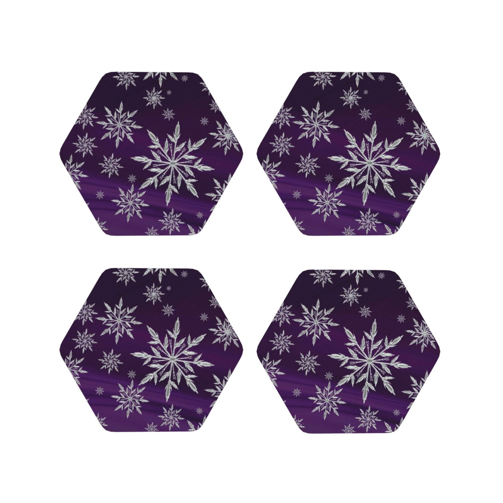 Drink Coasters, Snowflake Gradient Purple -PVC Leather Coasters Sets of ...