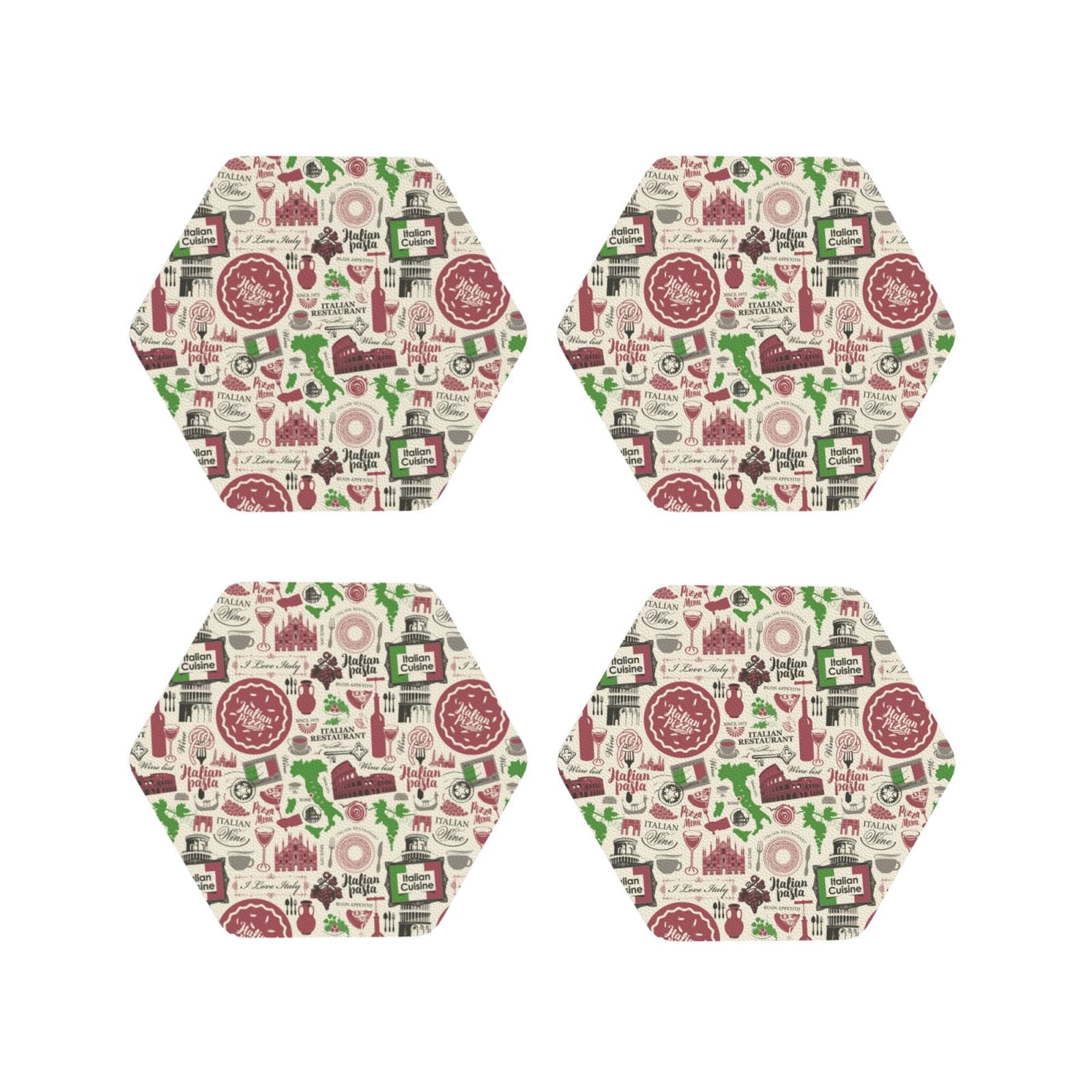 Drink Coasters, Stamp print Grape -PVC Leather Coasters Sets of 4 for ...