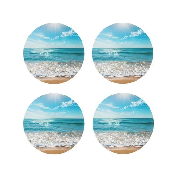 Drink Coasters, Sunny Ocean Waves -PVC Leather Coasters Sets of 4 for ...