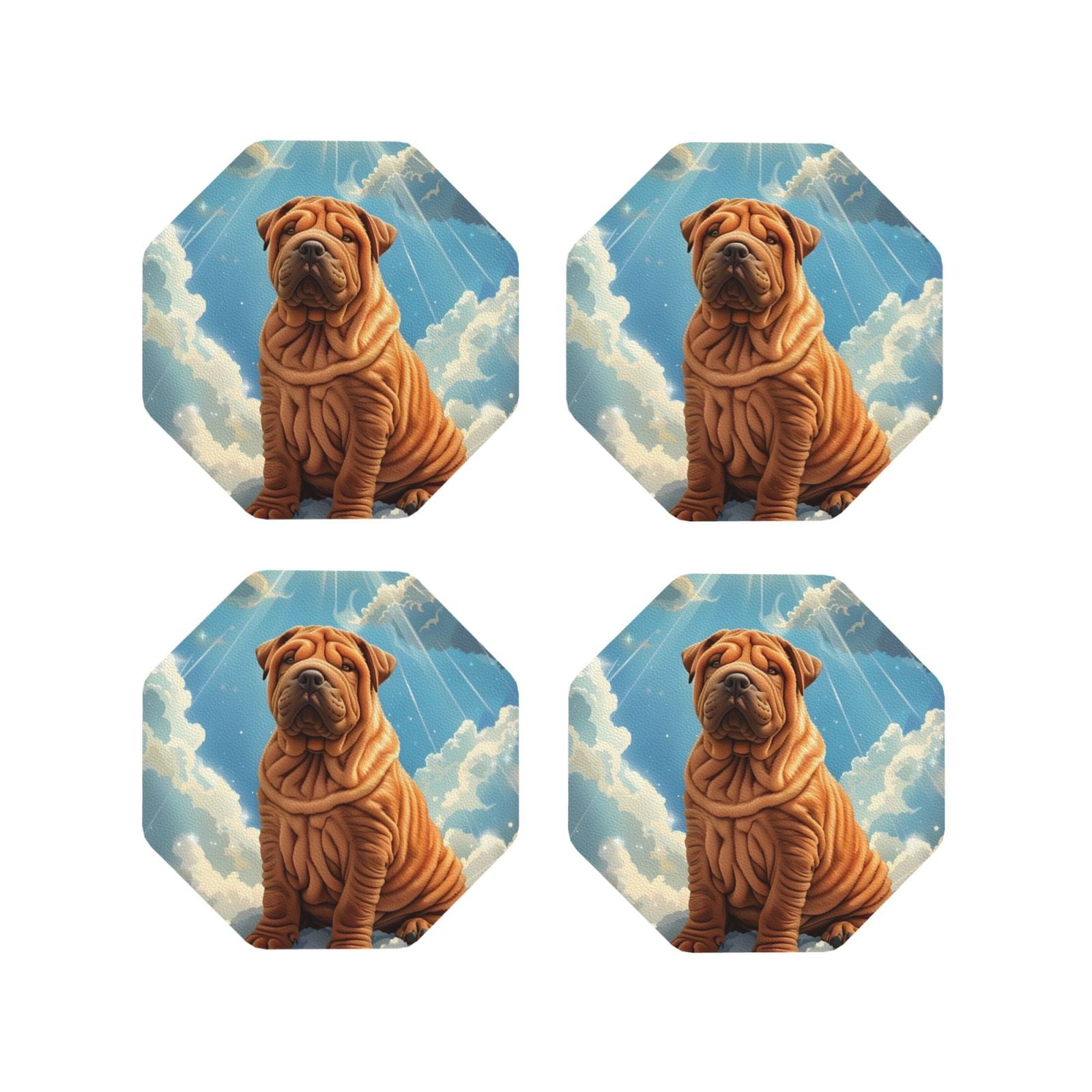 Drink Coasters, Sunshine Cloud Bulldog -PVC Leather Coasters Sets of 4 ...